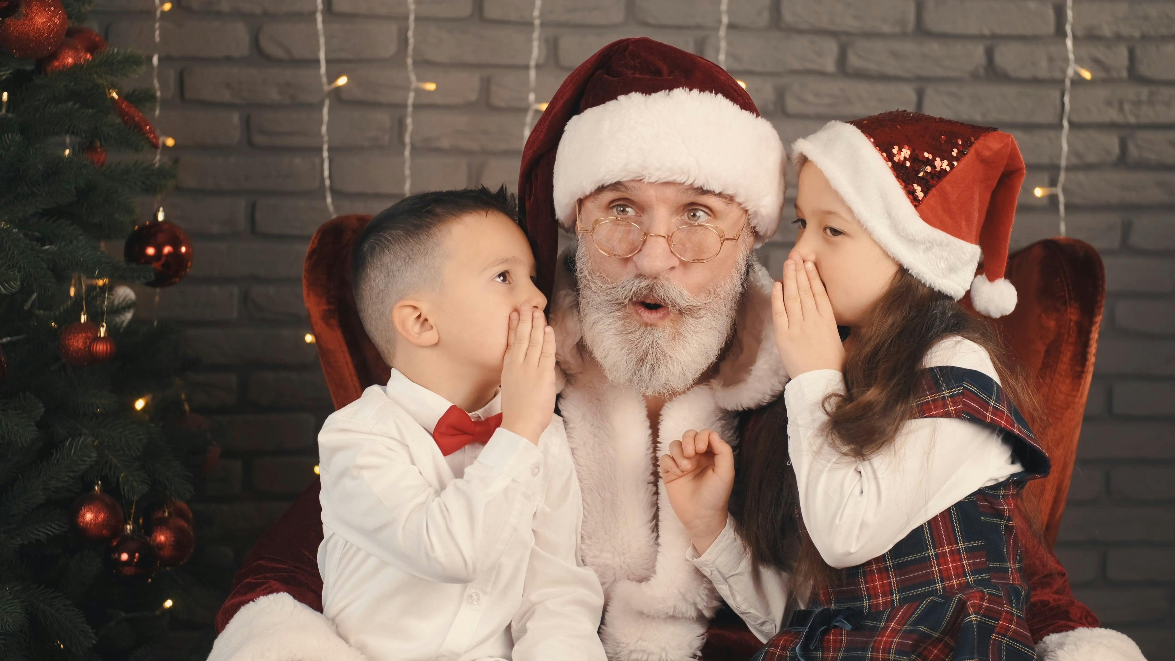 Kids Whispering to Santa Claus Free Stock Video Footage, Royalty-Free ...