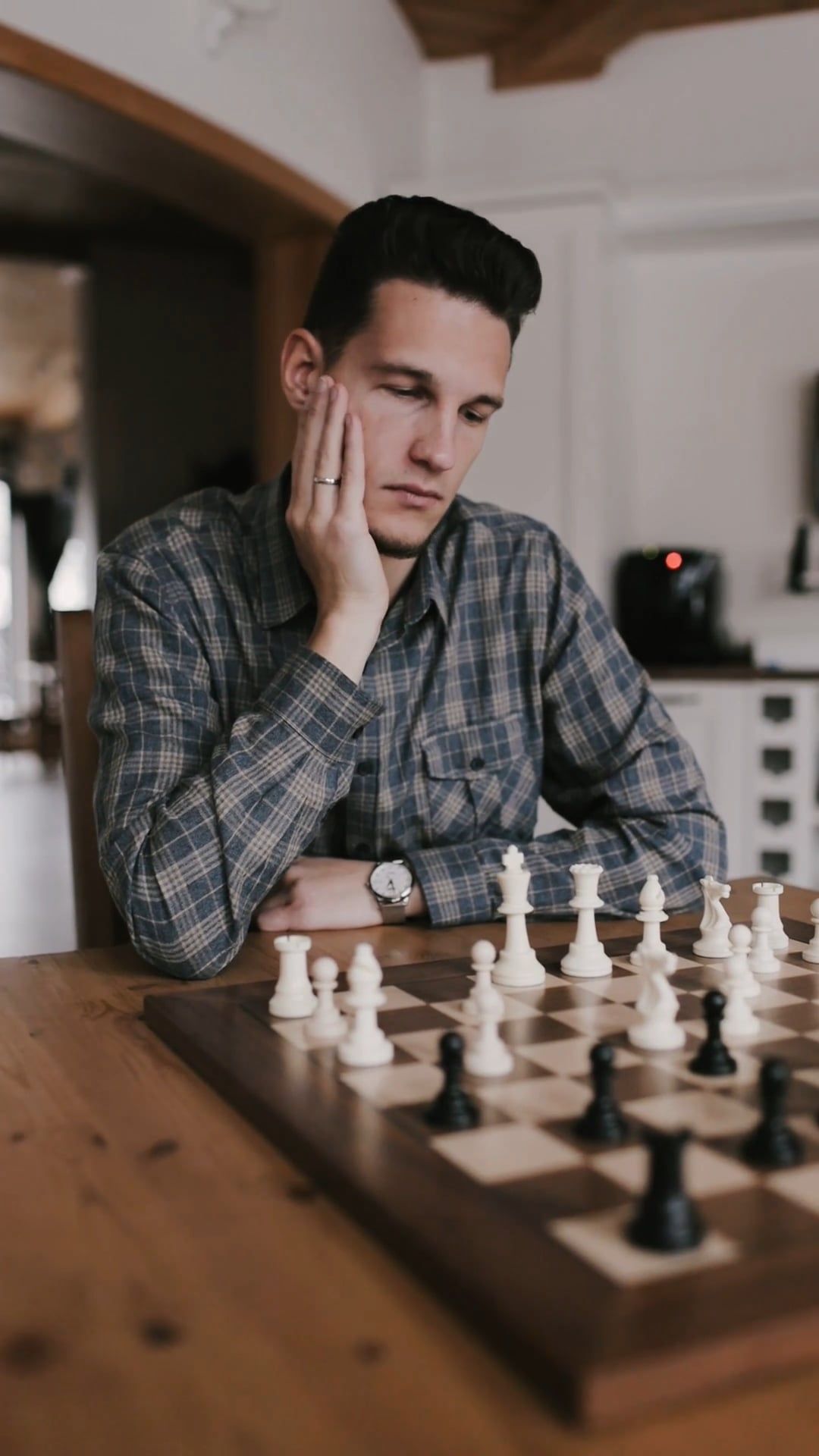 A Man Playing Chess Alone in Front of a Mirror Free Stock Video Footage ...