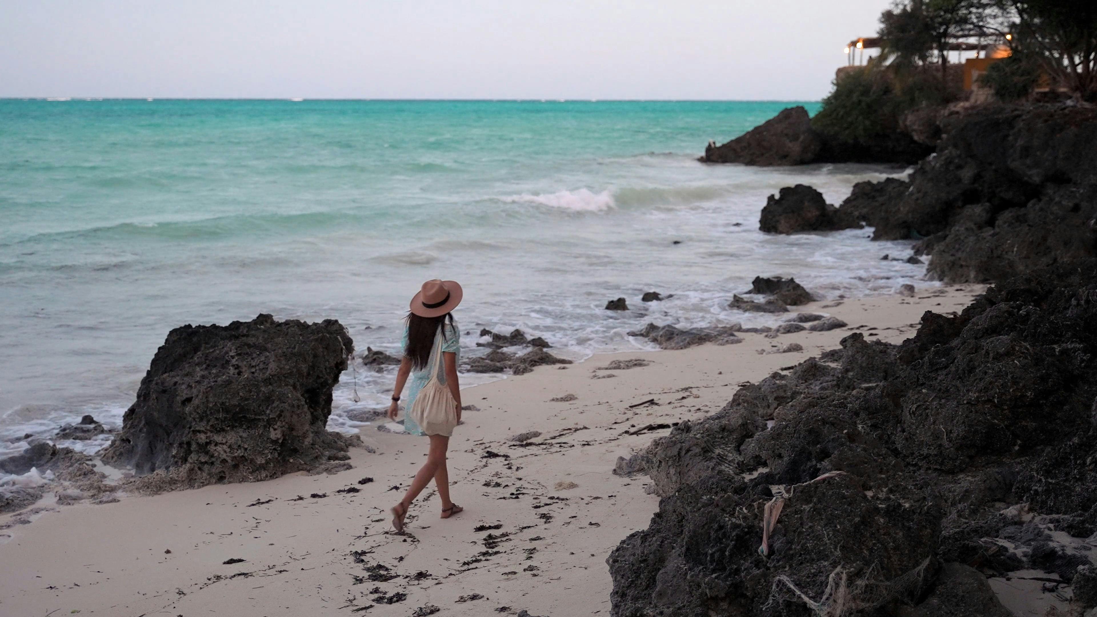 Woman Walking on the Beach · Free Stock Video