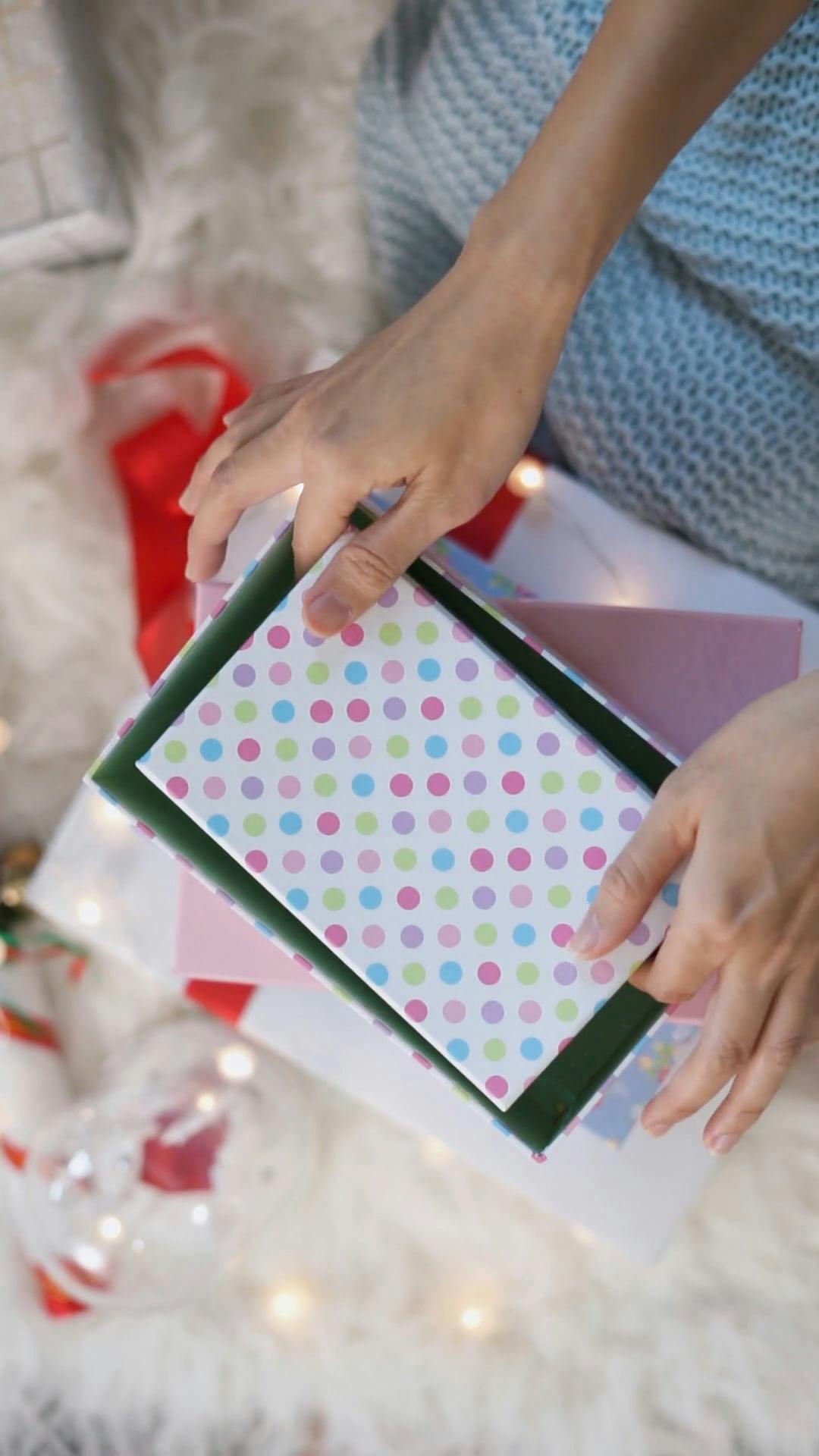 Woman Opening a Box full of Christmas Candies Free Stock Video Footage ...