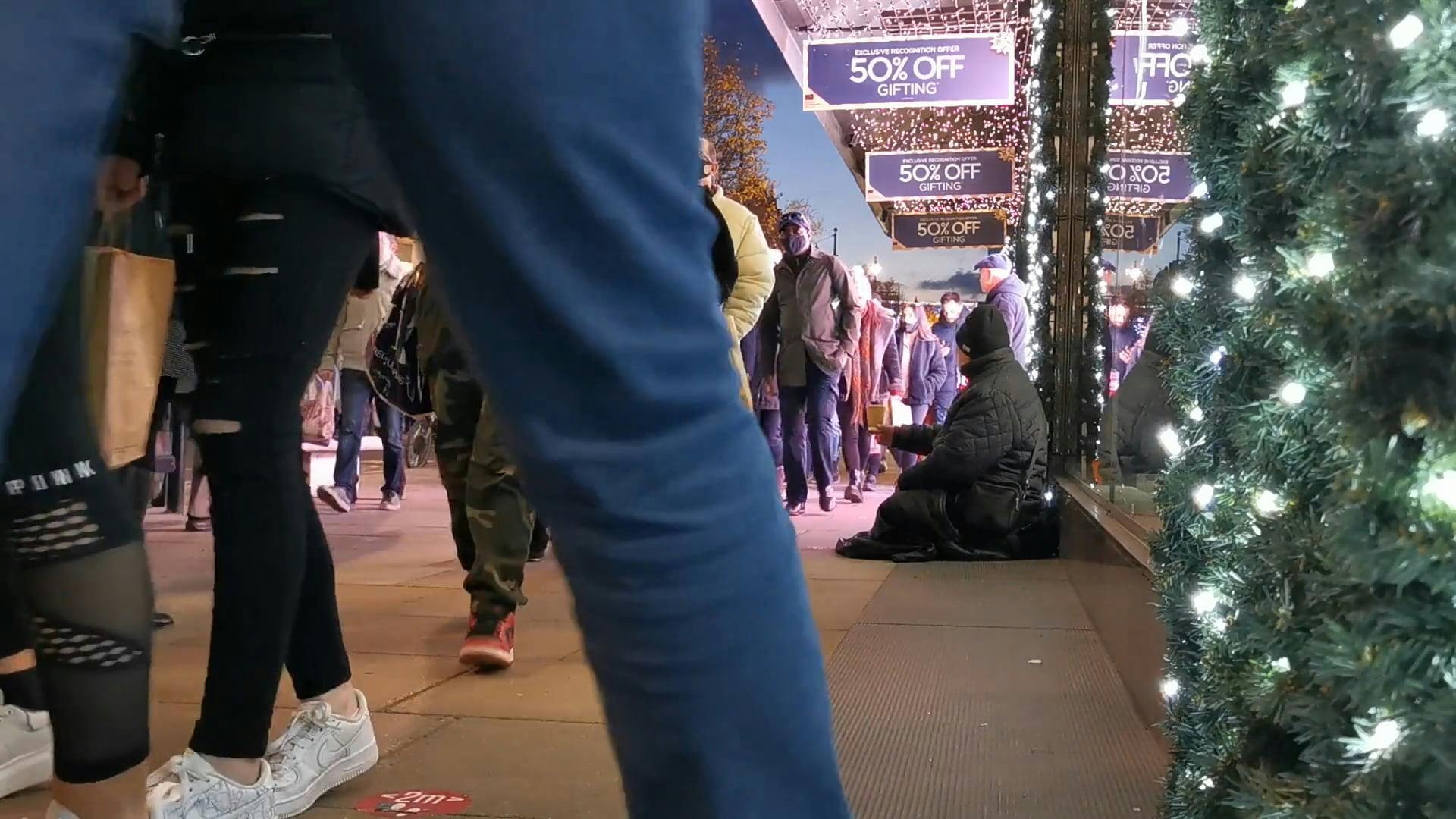 Beggar on a Crowded Sidewalk Free Stock Video Footage, Royalty-Free 4K ...