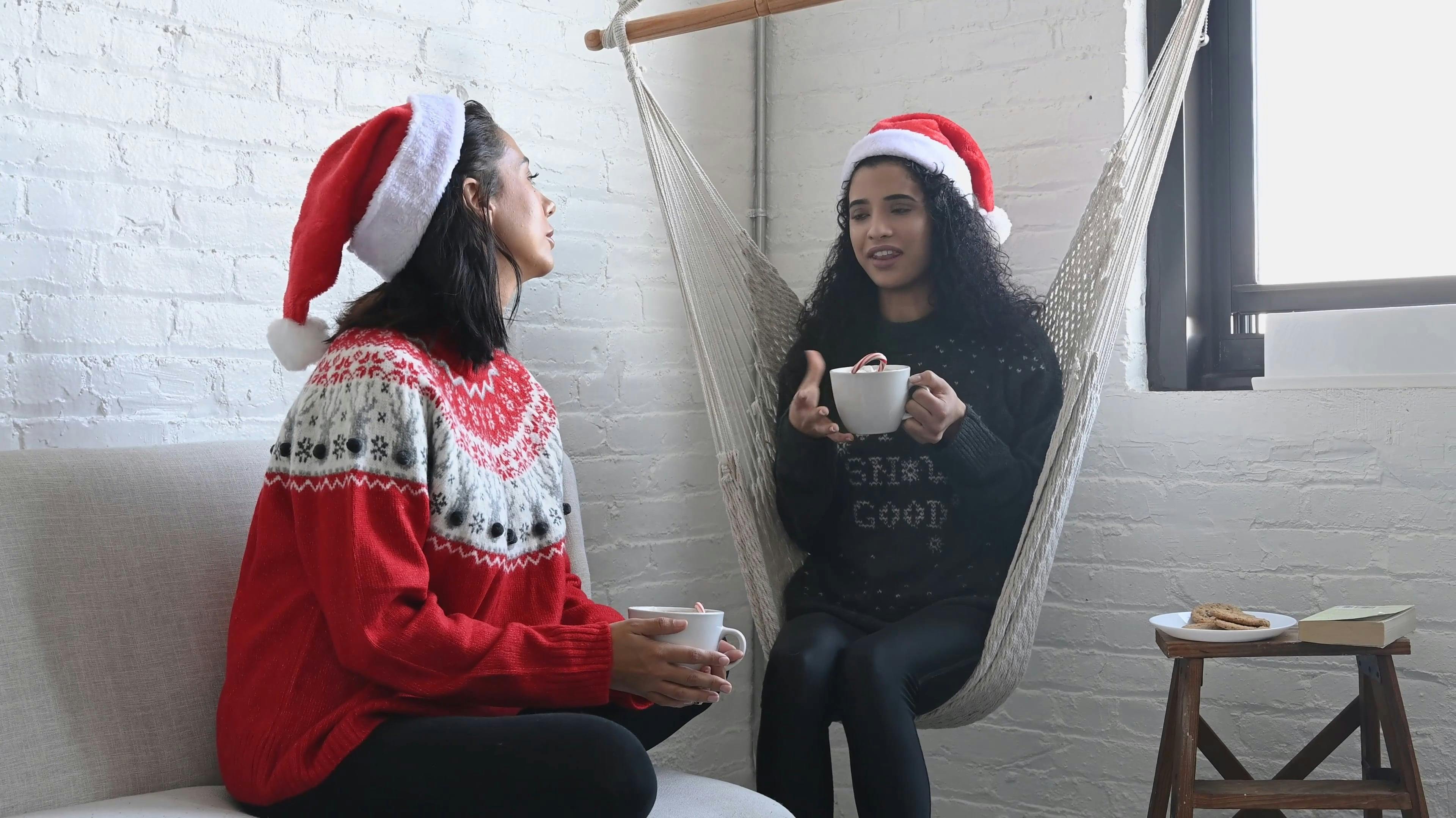 Christmas Themed Conversation Between Two Adults · Free Stock Video