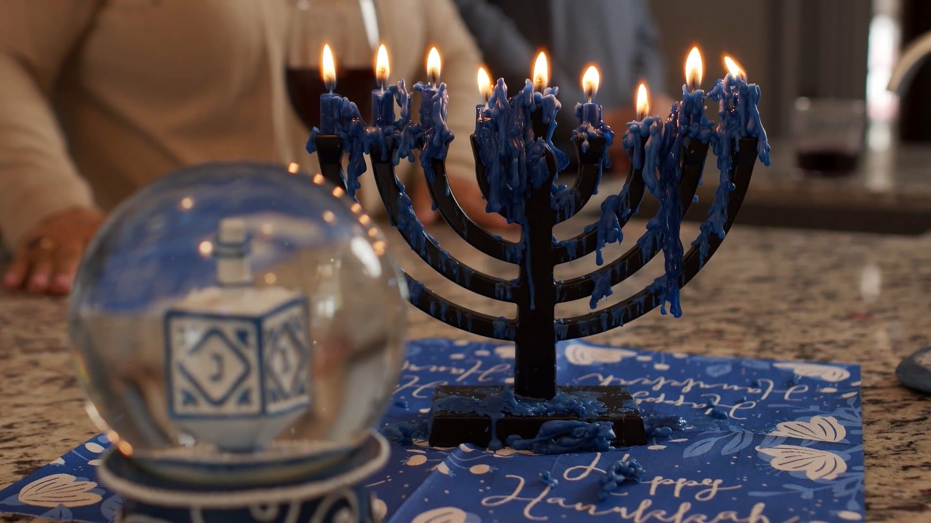Close-up View Of A Menorah And Crystal Ball With Dreidel Free Stock ...