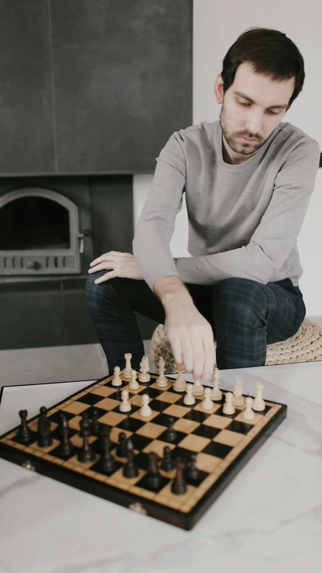 An Elderly Man Playing Chess Alone Free Stock Video Footage, Royalty ...