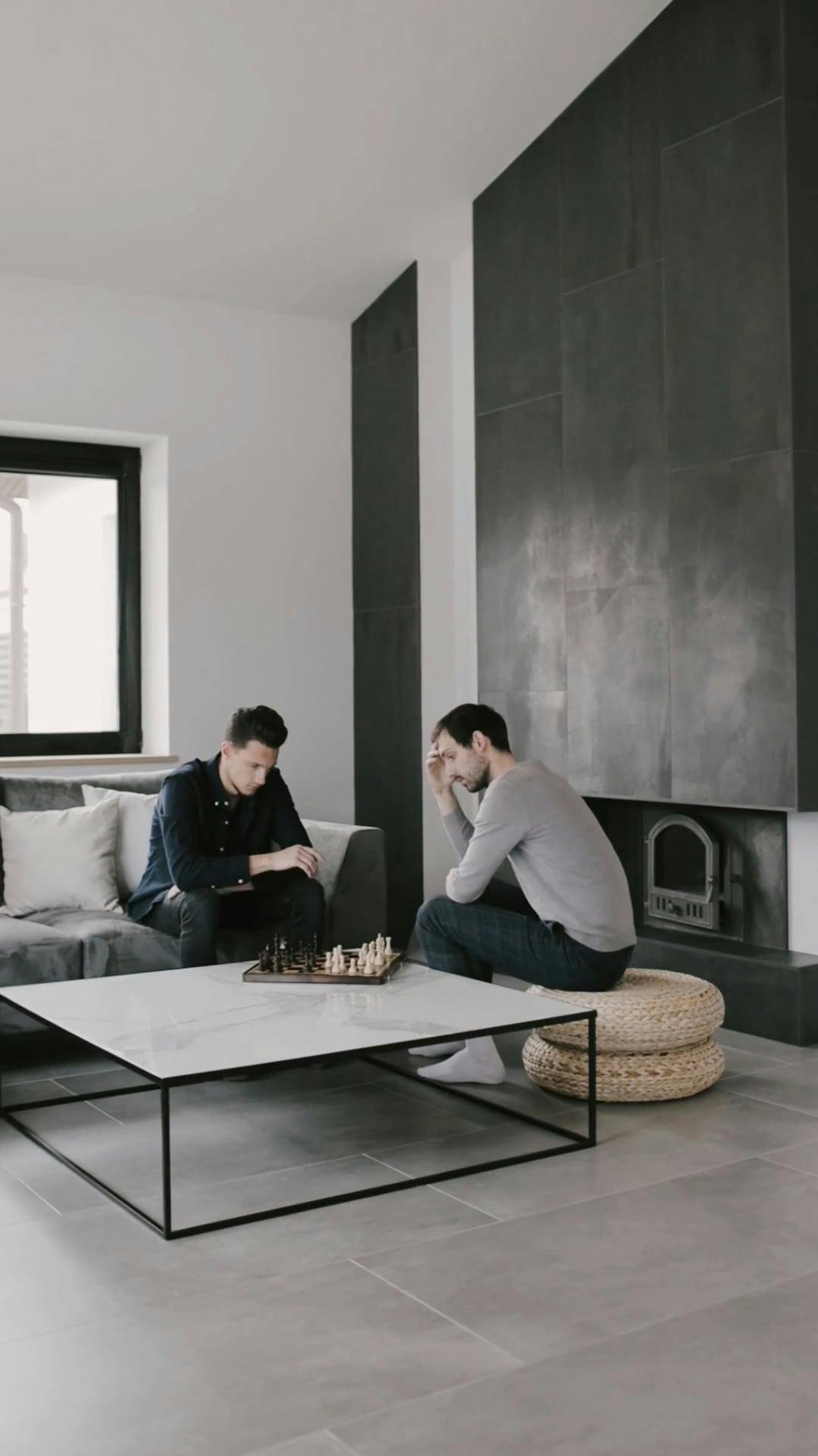 A Man Playing Chess Alone in Front of a Mirror · Free Stock Video