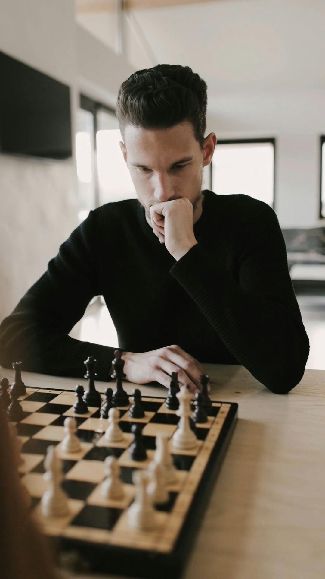 A Man Playing Chess while Thinking HIs move · Free Stock Video