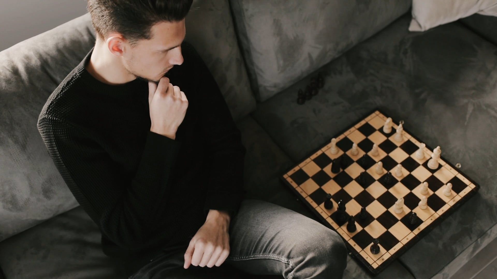 Man Playing Chess in Front of Mirror Free Stock Video Footage, Royalty ...