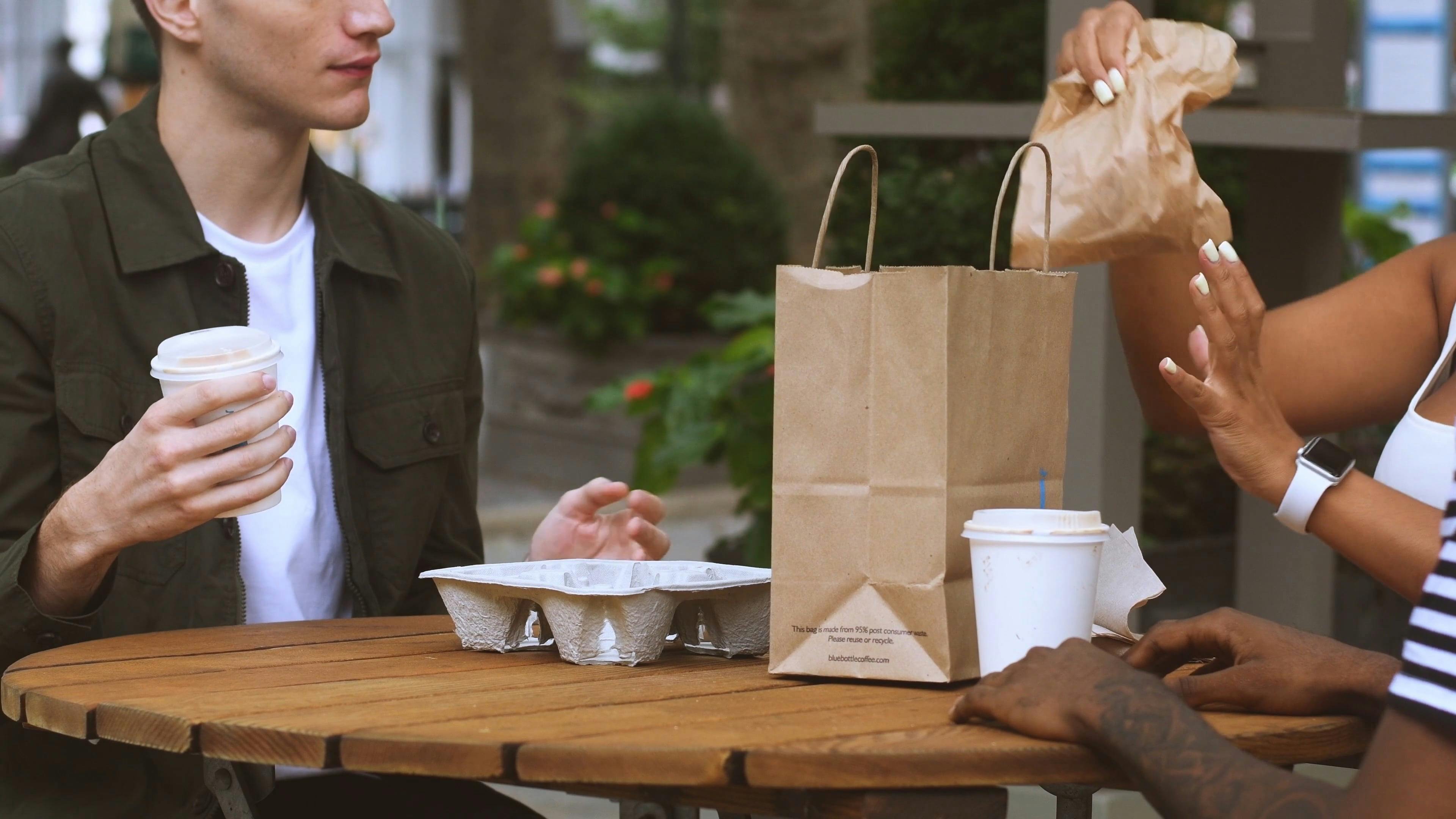 People Getting Food from a Paper Bag Free Stock Video Footage, Royalty ...