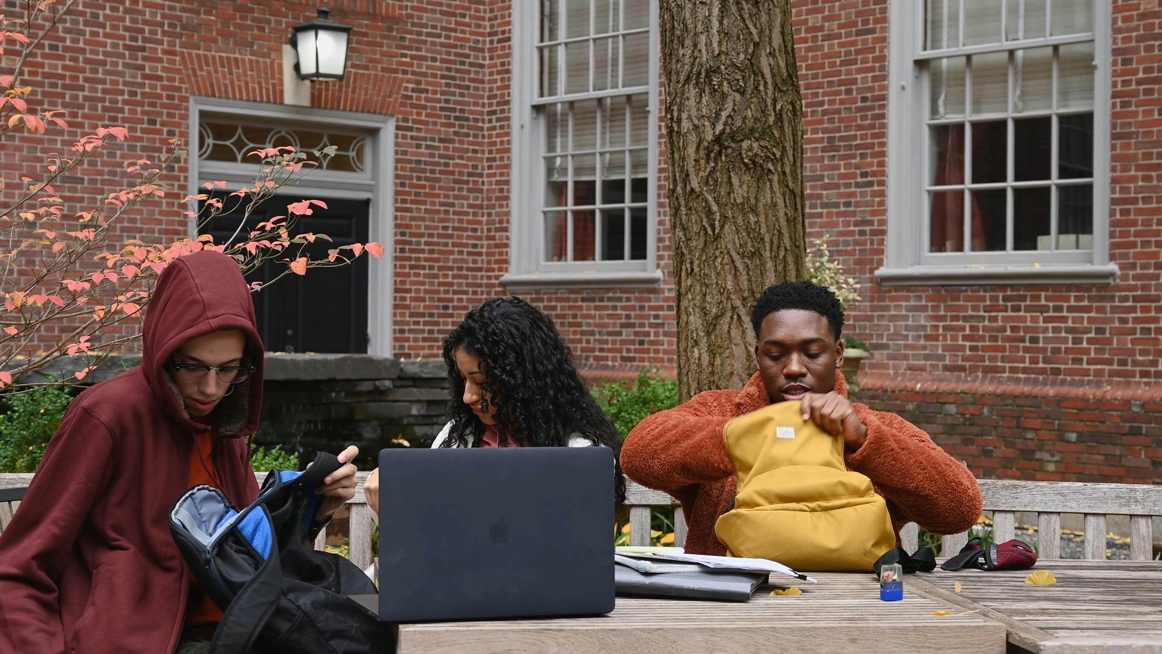 College Students Studying Outside Their Campus Free Stock Video Footage ...