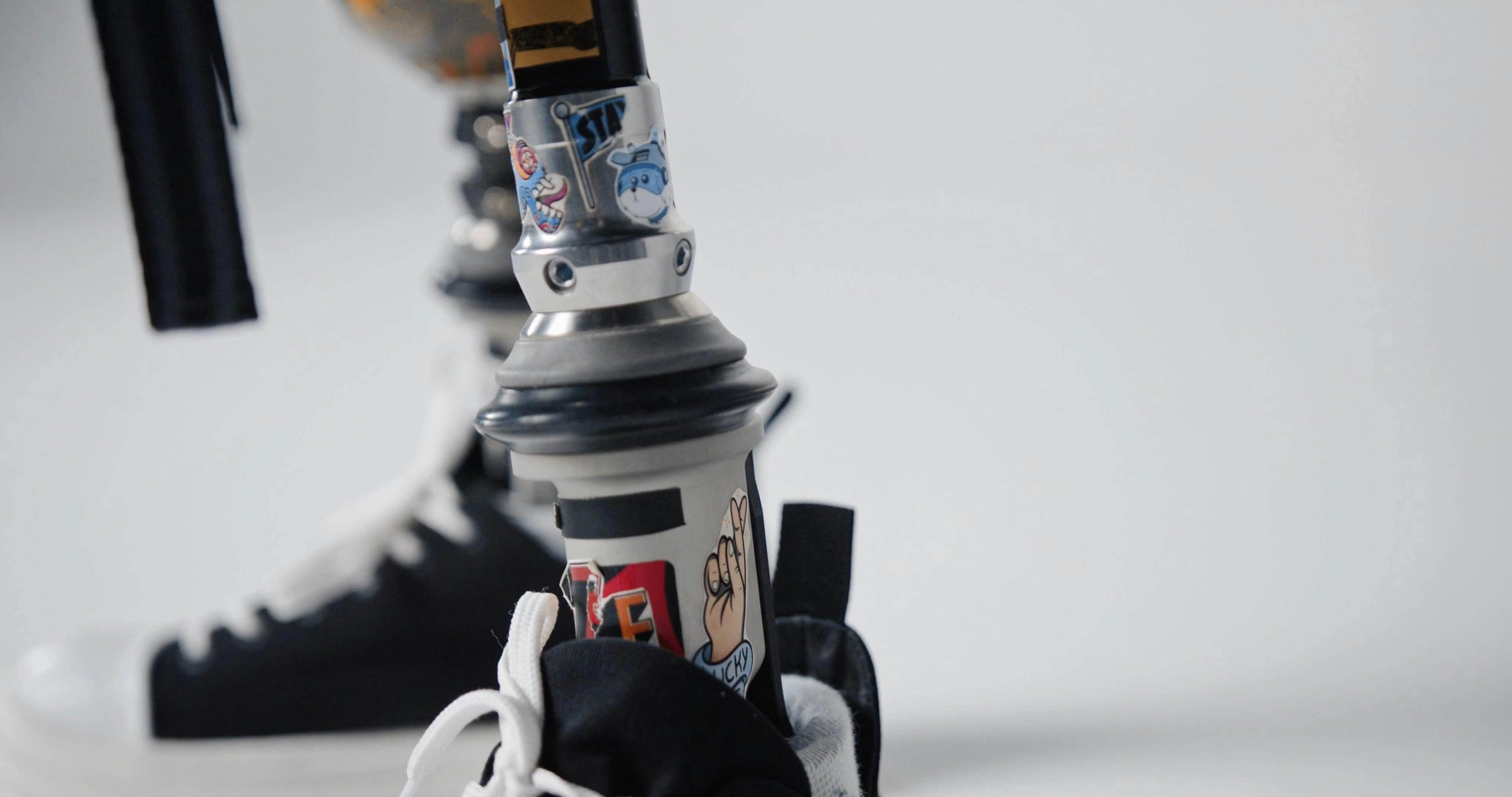 Prosthetic Legs Decorated with Stickers Free Stock Video Footage ...