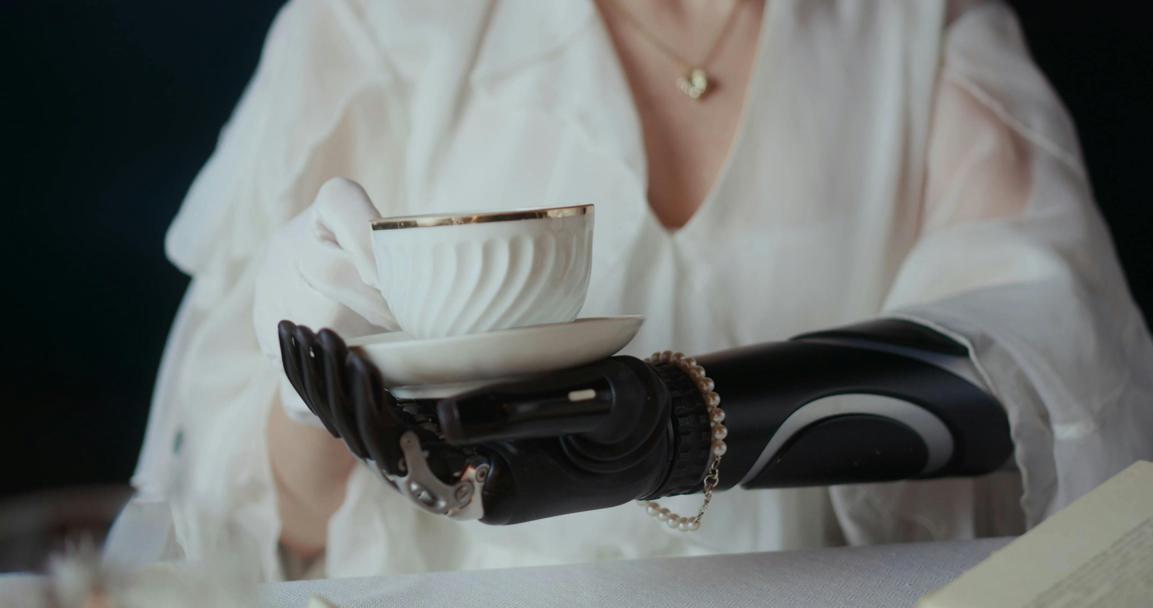 Female with Prosthetic Arms Drinking Tea Free Stock Video Footage ...