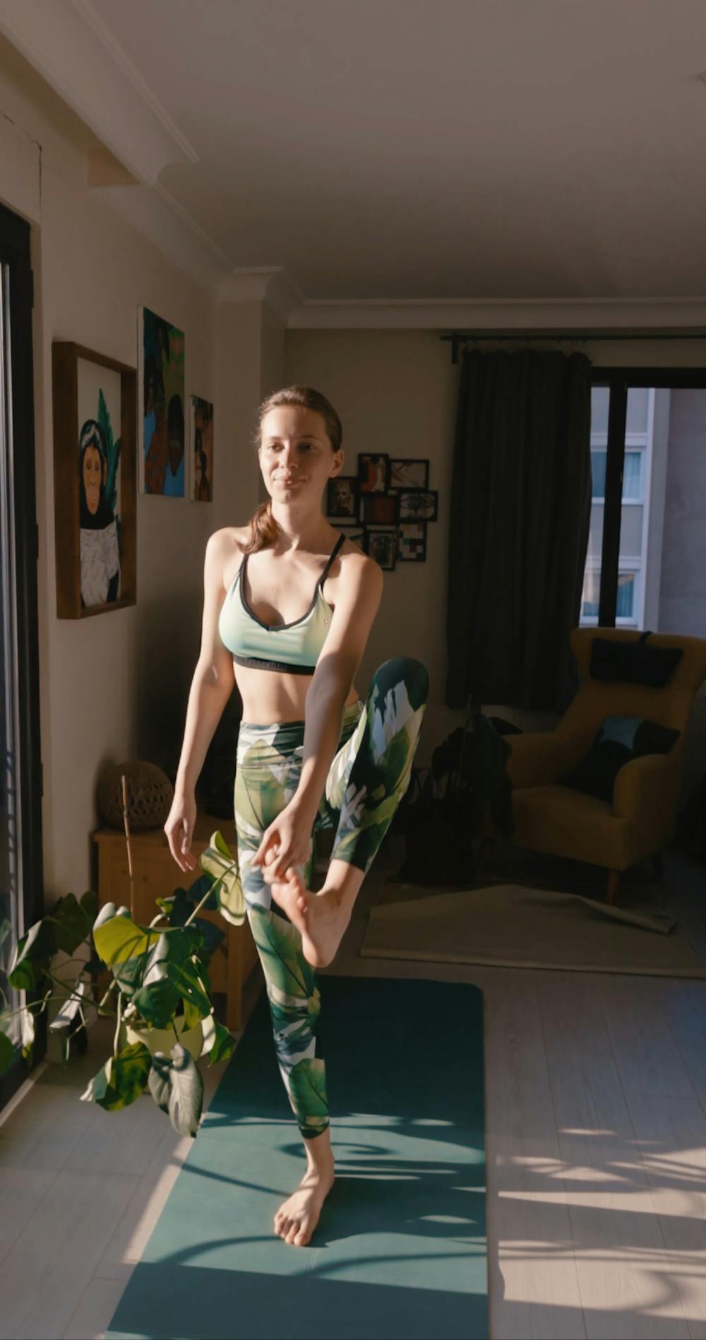 Woman Standing With One Leg · Free Stock Video