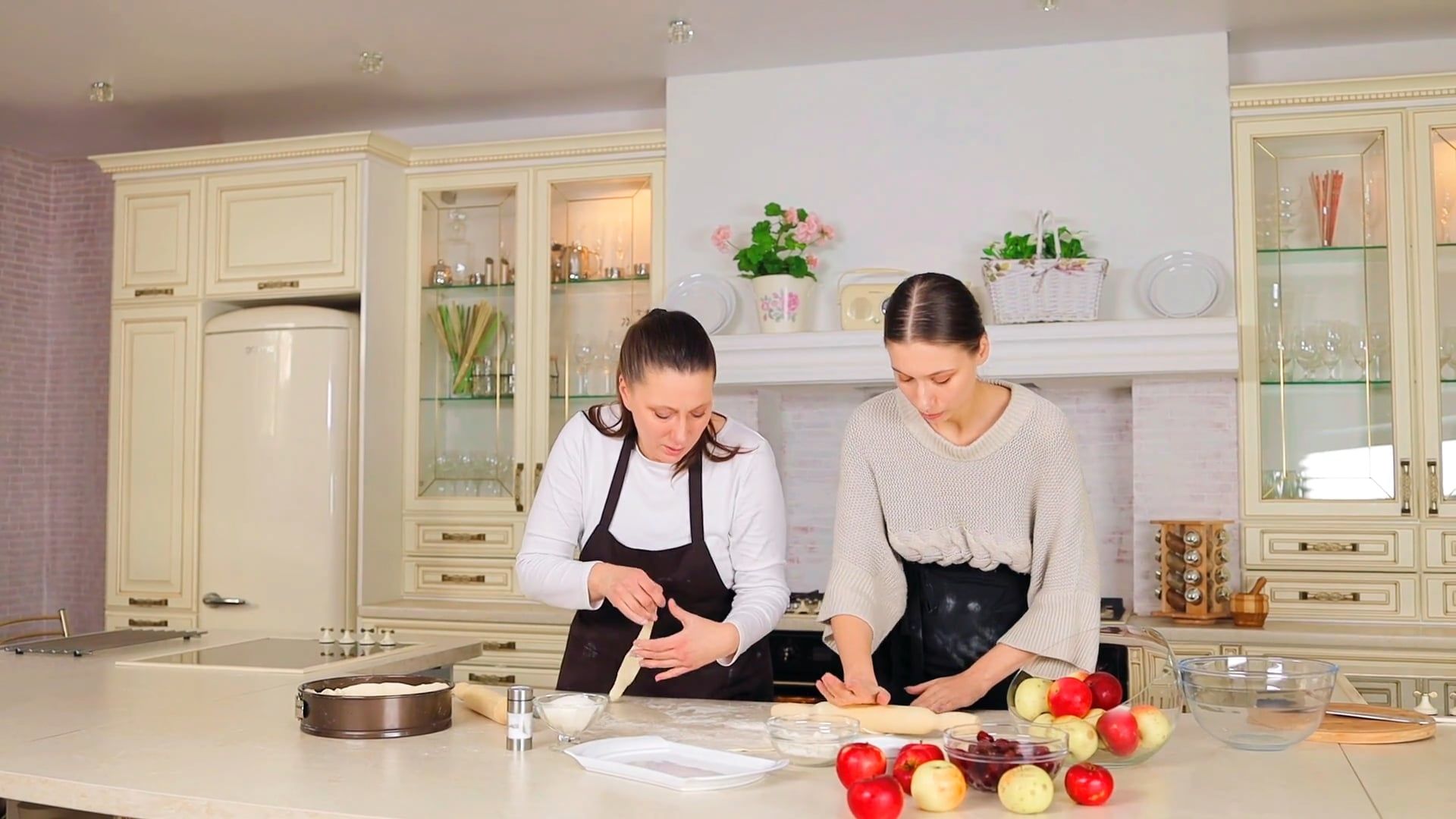 Mother and Daughter Making Apple Pie Free Stock Video Footage, Royalty ...