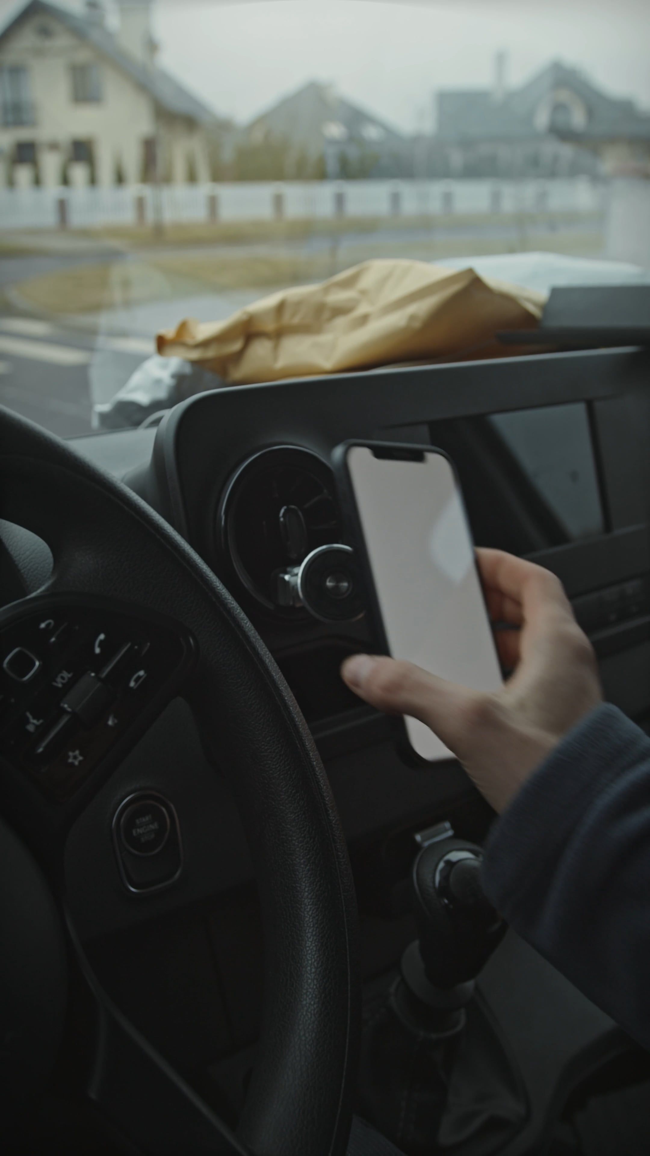 Courier Boy in Delivery Van Working with Mobile Phone Free Stock Video ...