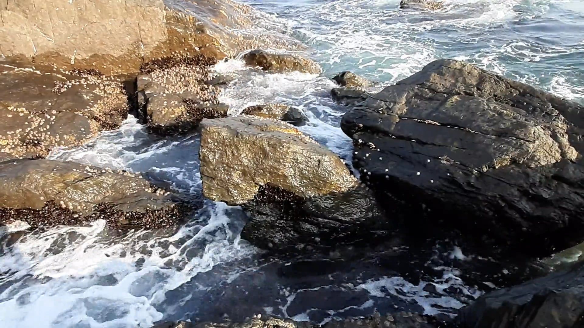 Strong Waves Crashing The Rocks Formation In The Shore Free Stock Video ...