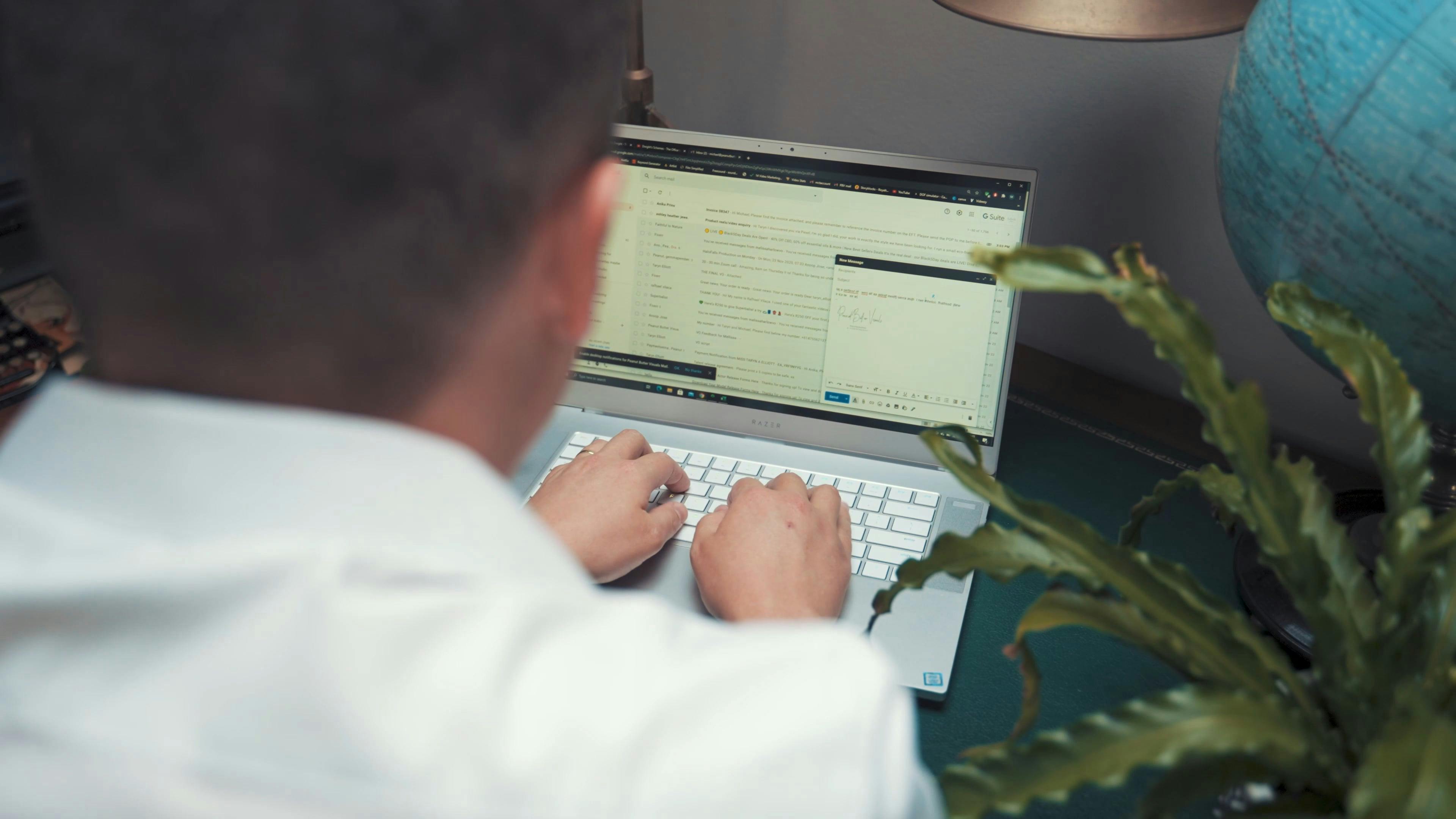 Back View of a Man Using a Laptop Free Stock Video Footage, Royalty ...