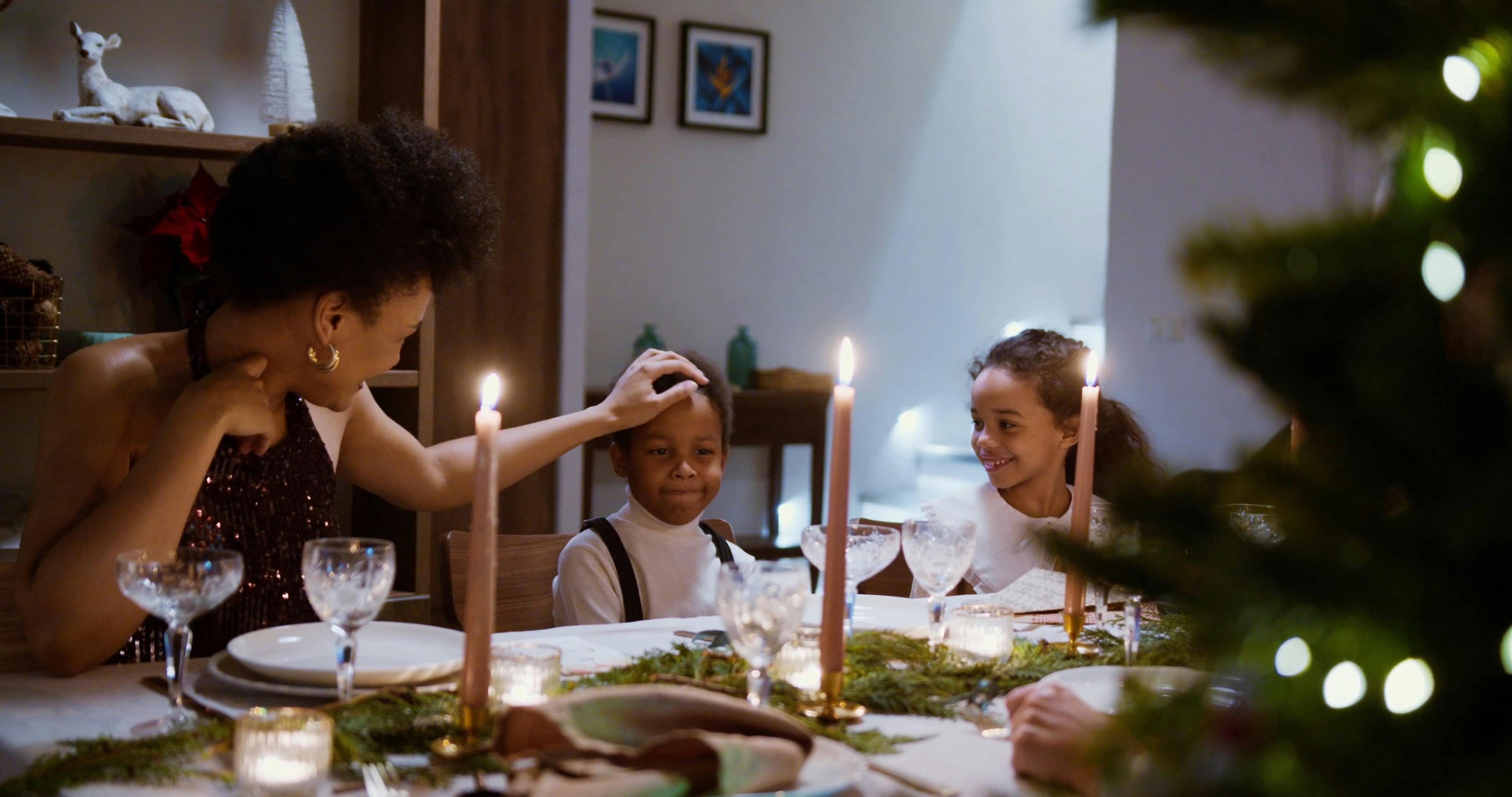 Santa Claus Shows Up on Dinner Time · Free Stock Video