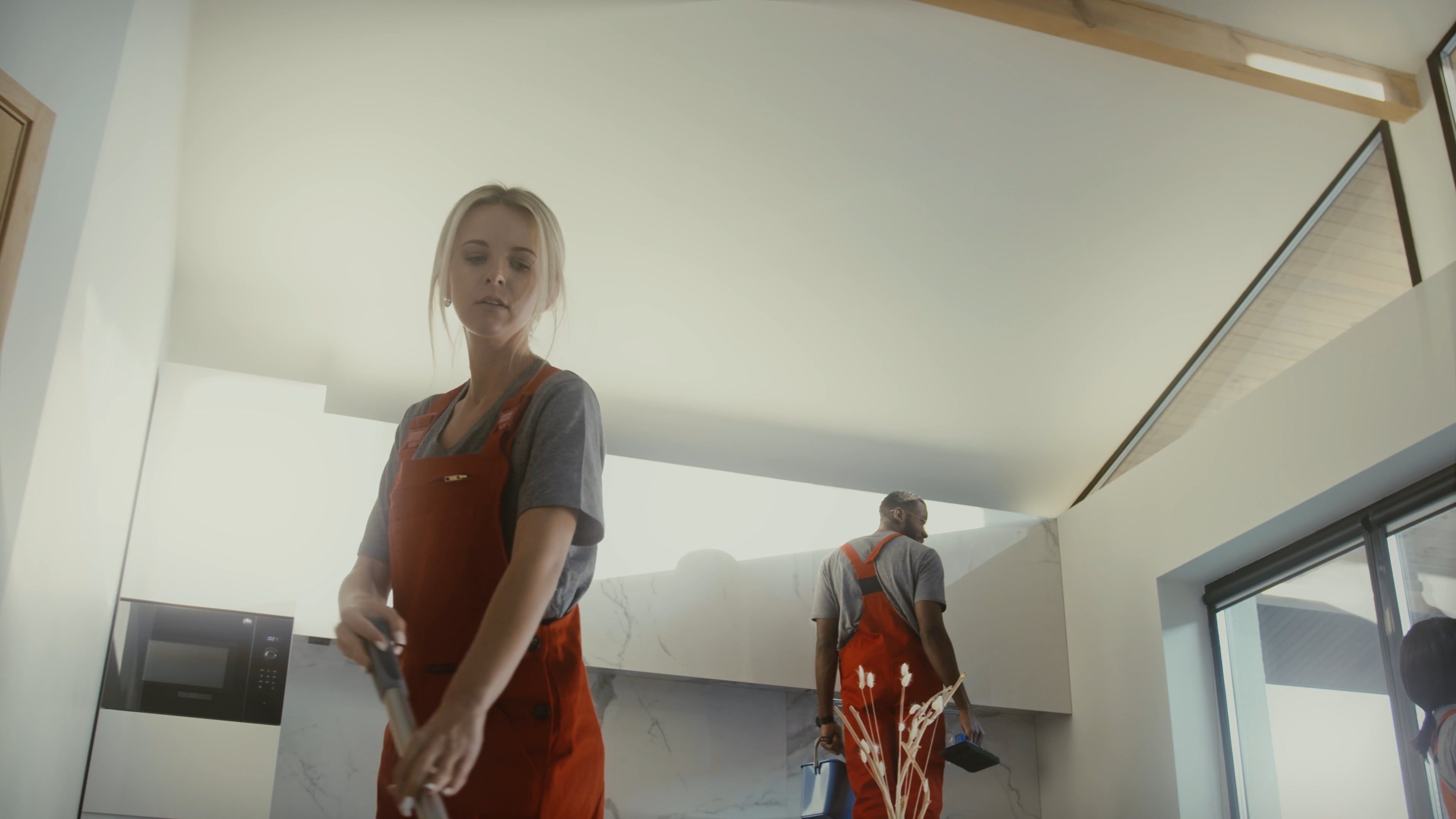 People in Overalls Cleaning Dining Area Free Stock Video Footage ...