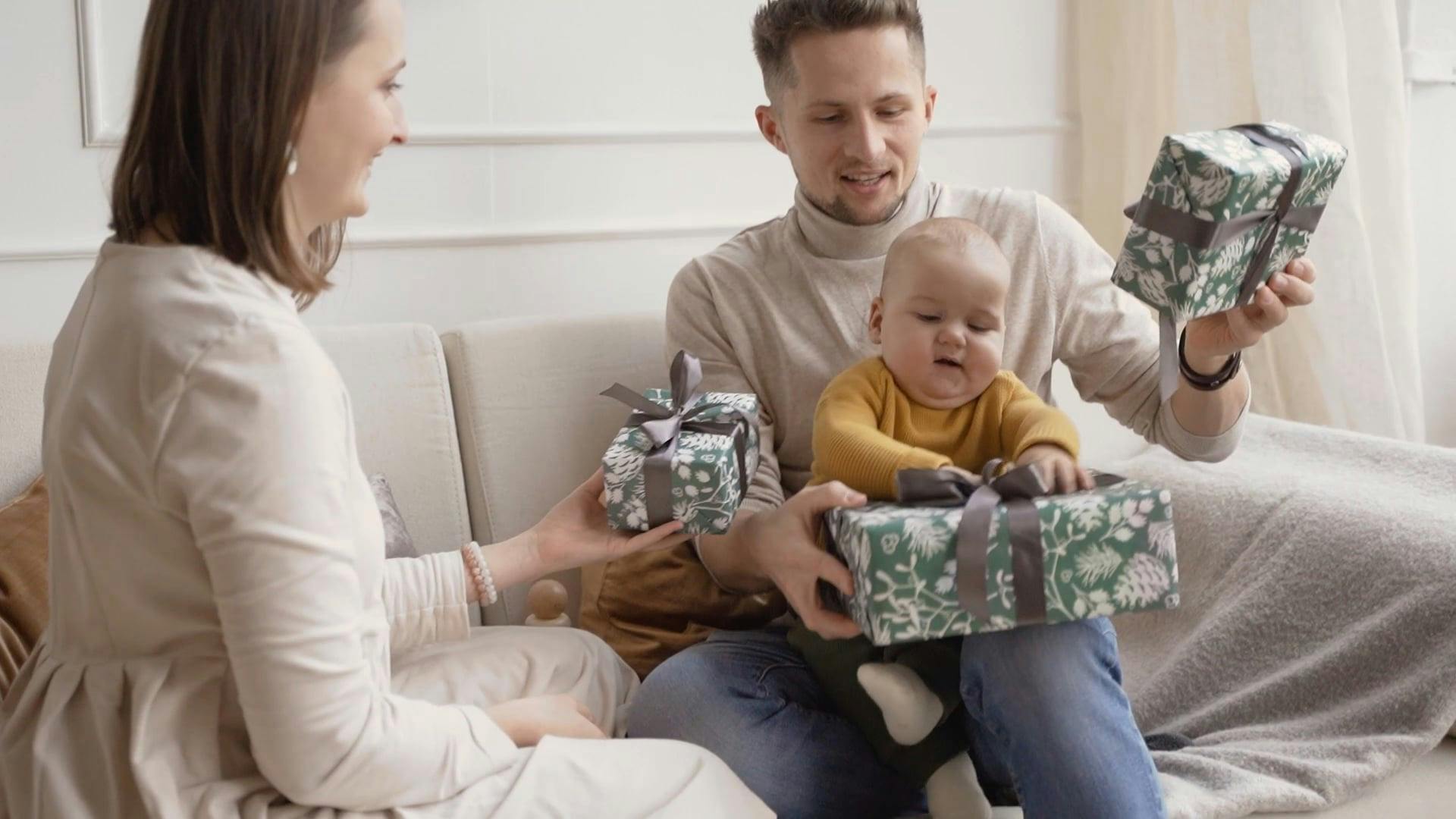 Mom and Dad Opening Presents with Baby Free Stock Video Footage ...