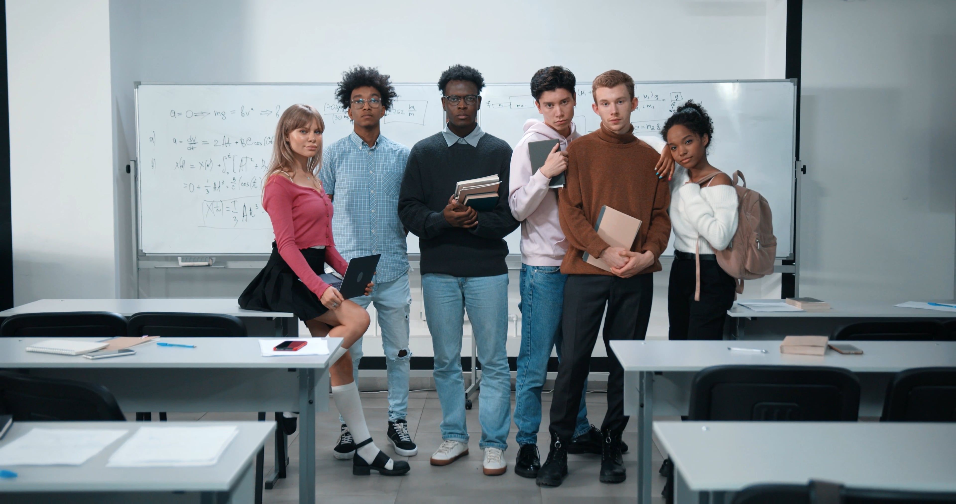 Young Students Posing On Classroom · Free Stock Video