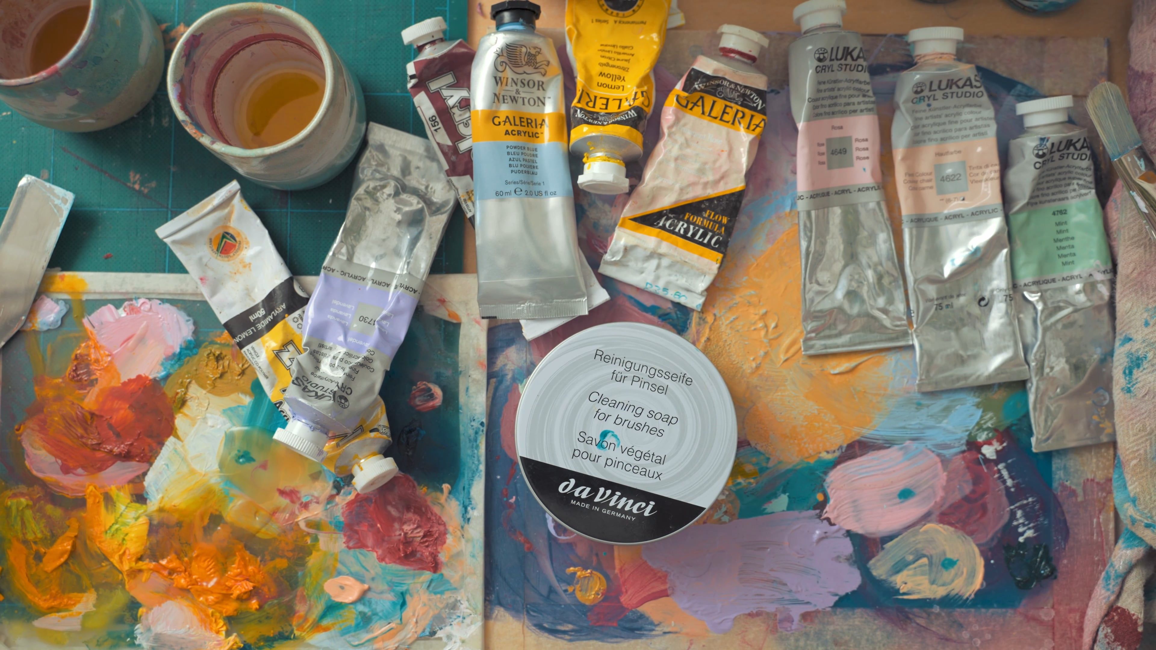 A Pull-Out Shot of a Painting Materials Free Stock Video Footage ...