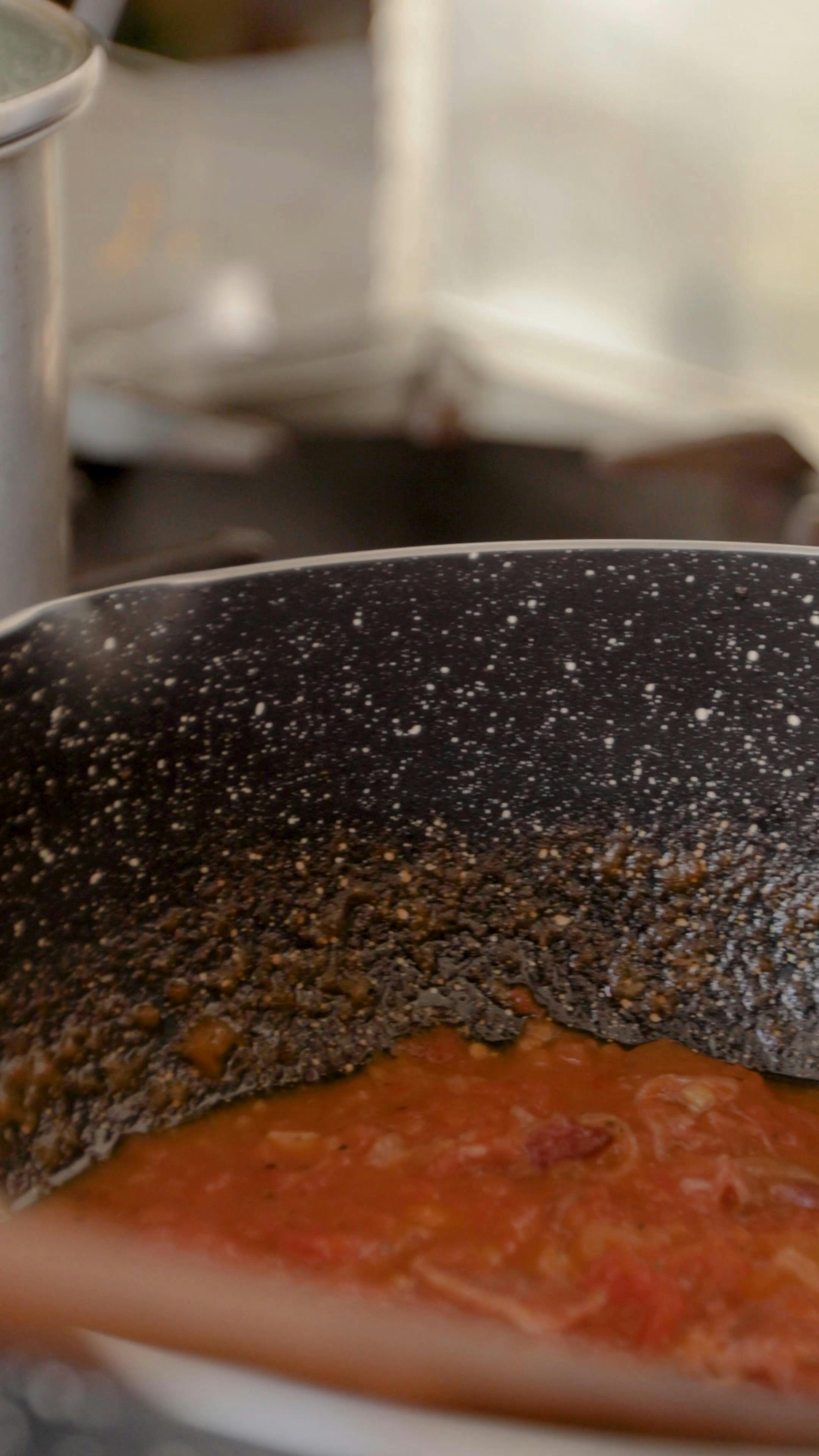 Red Sauce on Frying Pan · Free Stock Video