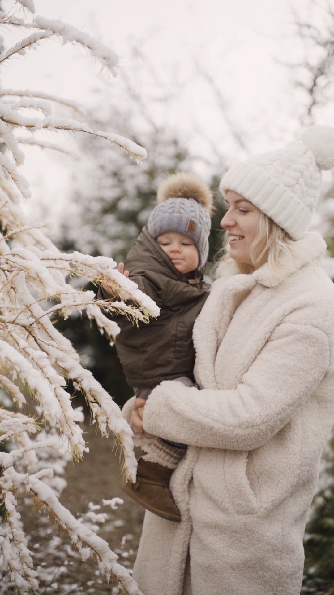 A Baby Touching the Snow on a Tree Free Stock Video Footage, Royalty ...