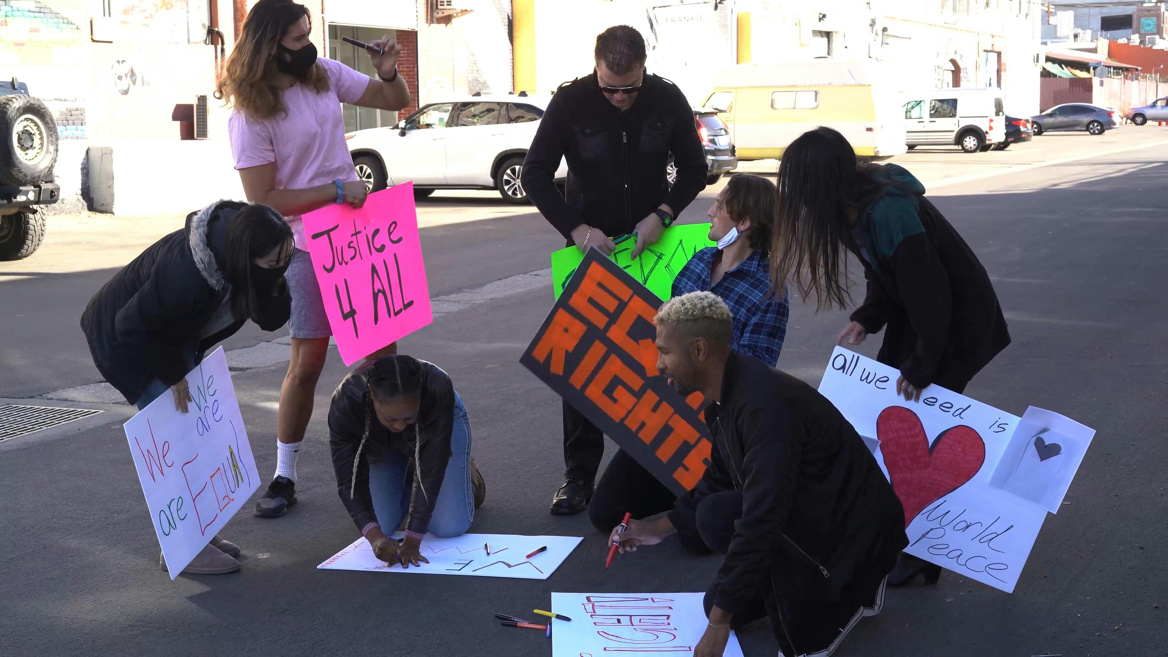 People Making Protest Signs in the Street Free Stock Video Footage ...