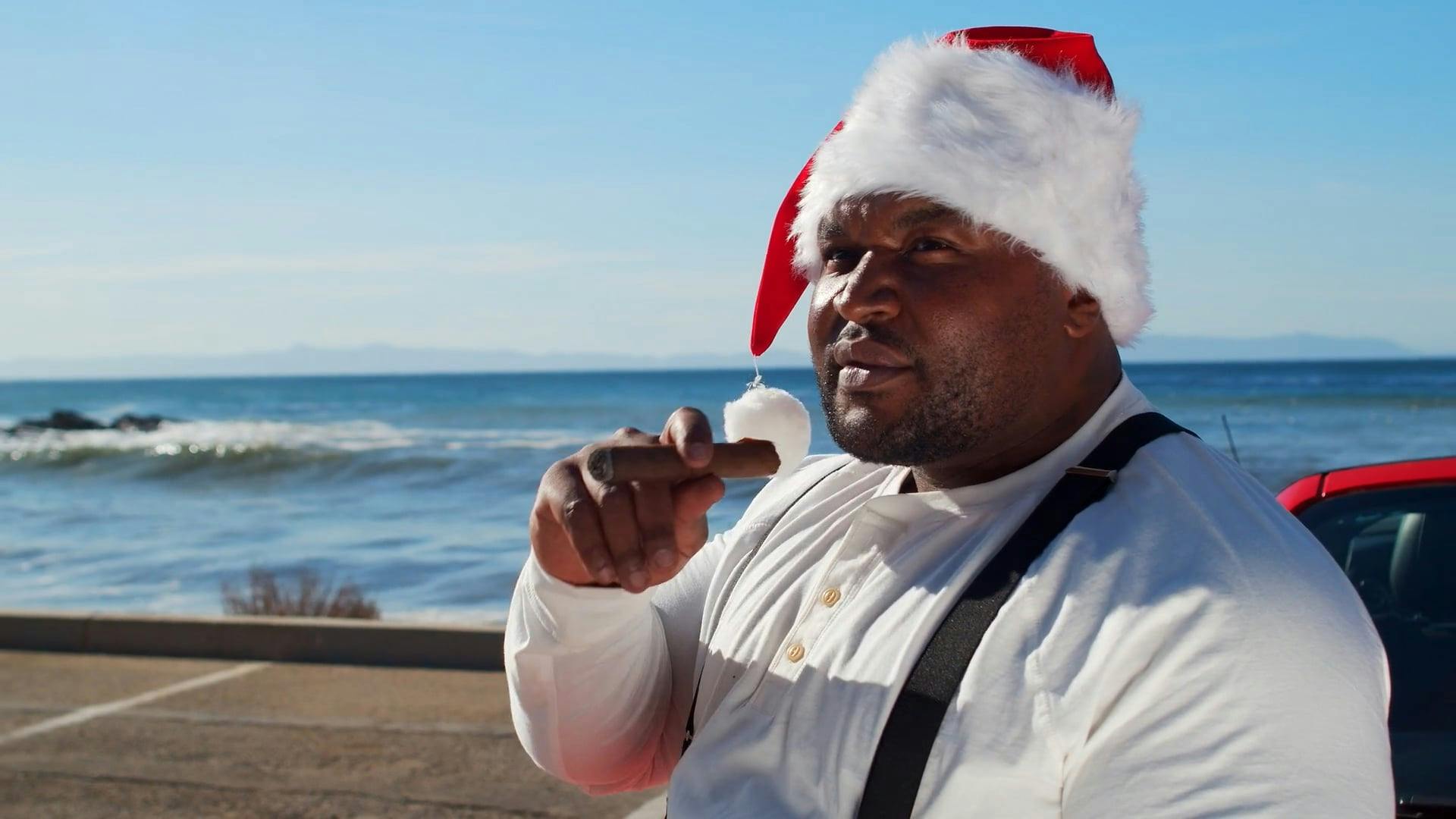 Close Up of Man in Santa Claus Hat Smoking Cigar · Free Stock Video
