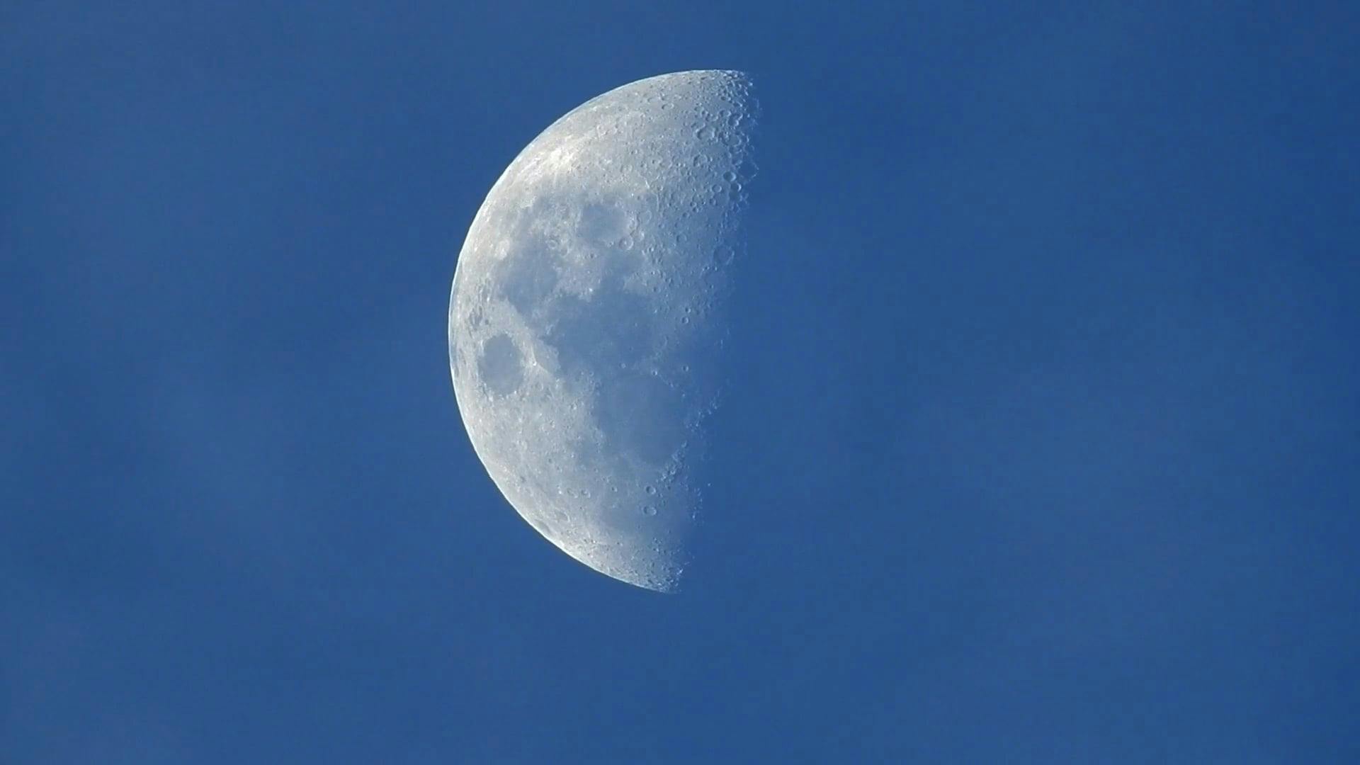 Close-Up Shot of a Half Moon with Visible Crater Free Stock Video ...