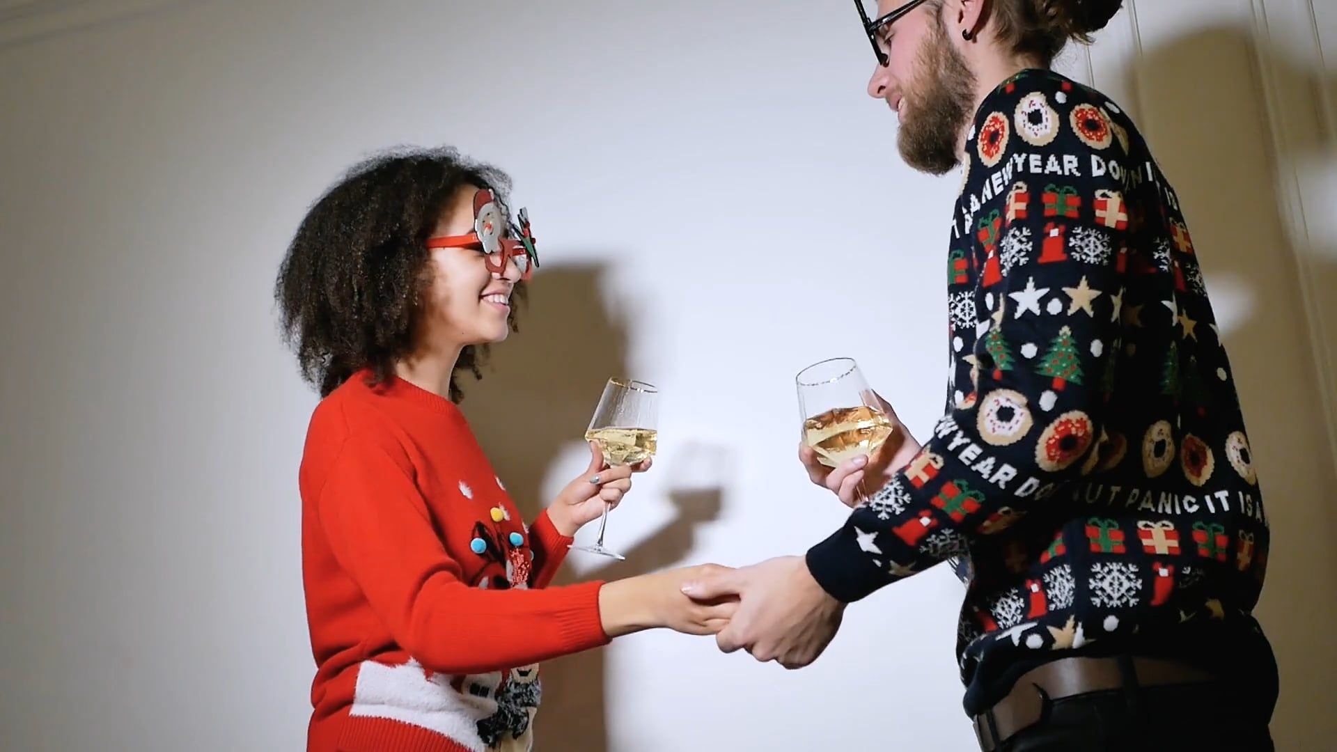 Couple Dancing while Holding Champagne Glass Free Stock Video Footage ...