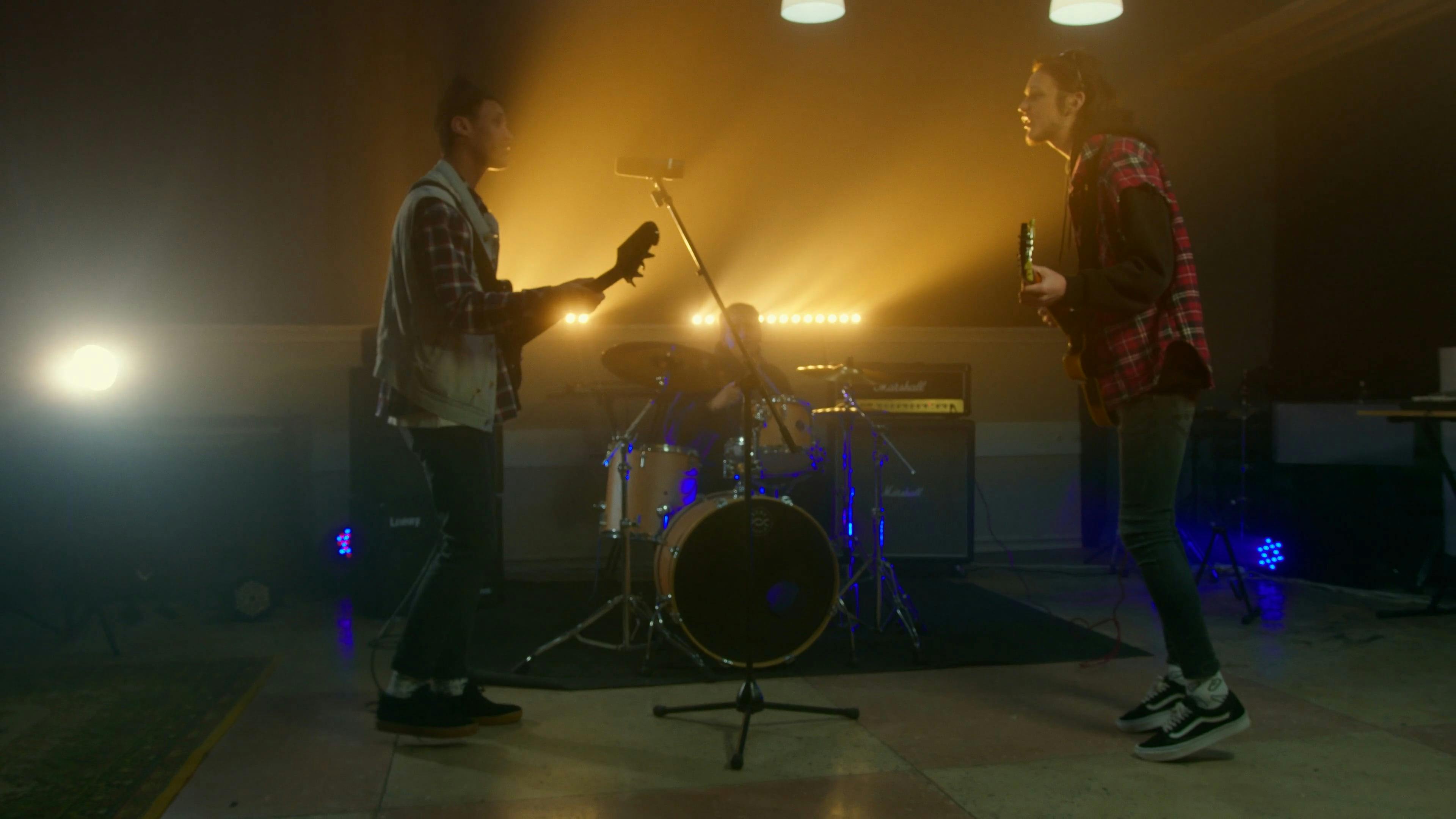 Men Playing Musical Instruments on Stage Free Stock Video Footage ...