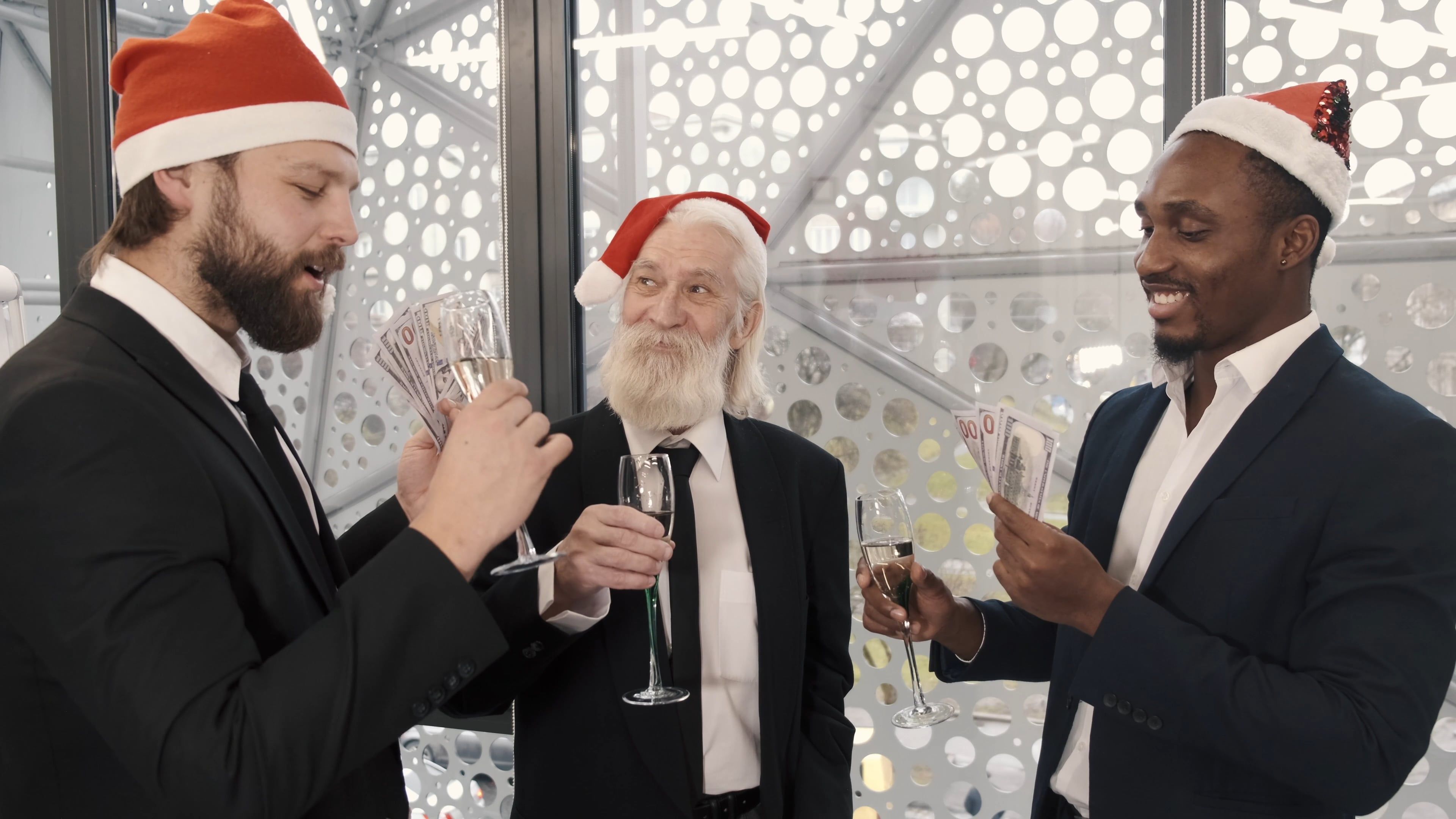 Businessmen Celebrating Money and Drinking Free Stock Video Footage ...