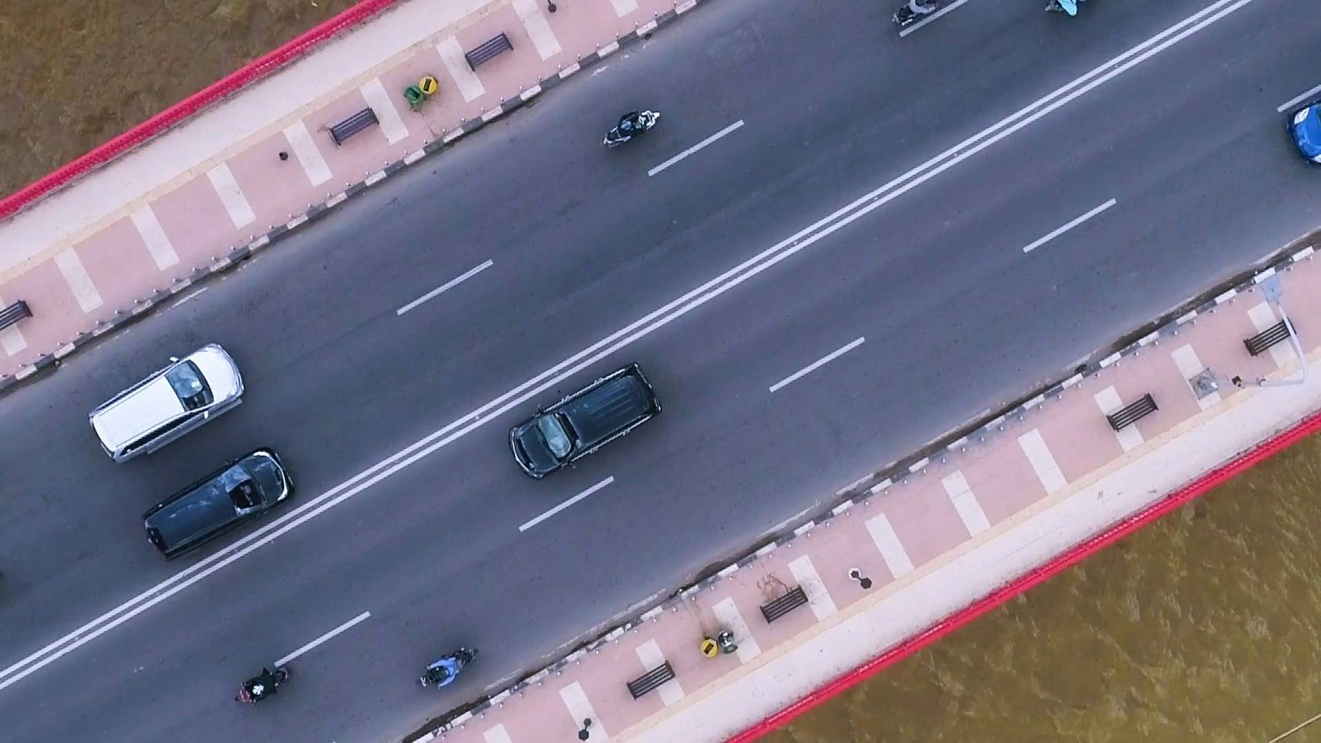 Drone Footage of Moving Vehicles on a Bridge Free Stock Video Footage ...