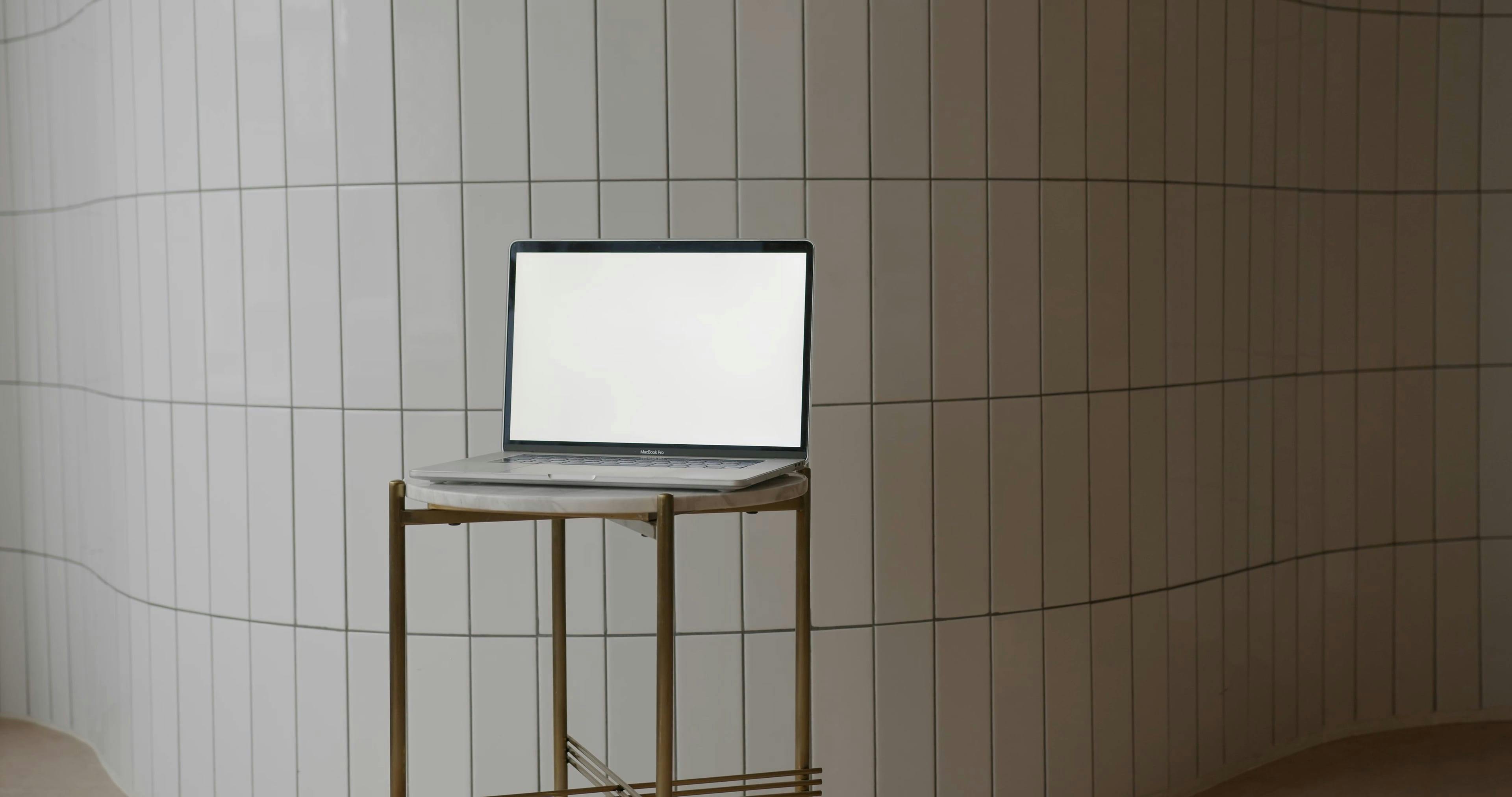 Laptop with White Screen Placed on a Stool Free Stock Video Footage ...