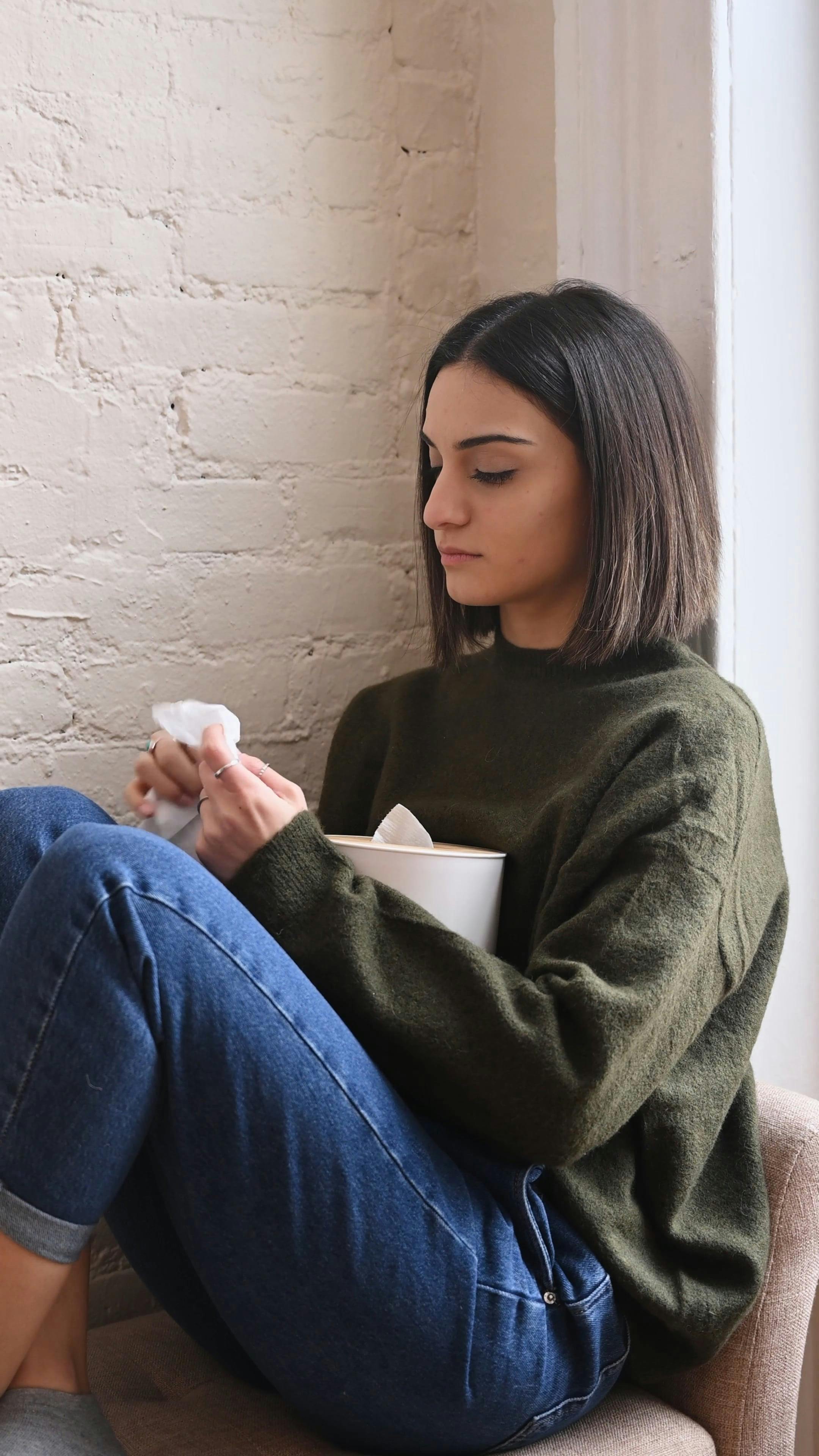 A Woman Crying in the Corner Free Stock Video Footage, Royalty-Free 4K ...