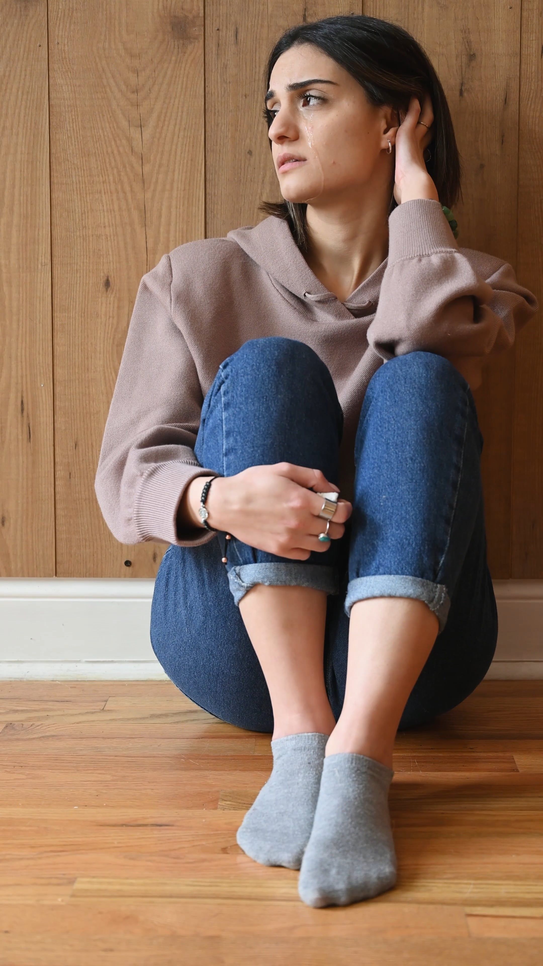 Woman Crying While Sitting on the Floor Free Stock Video Footage ...