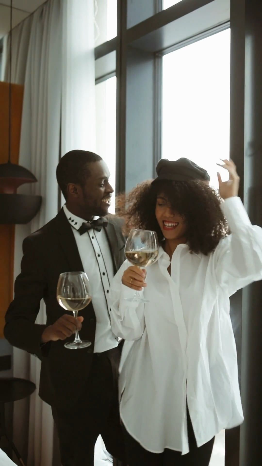 Couple Dancing with Wine Glasses · Free Stock Video