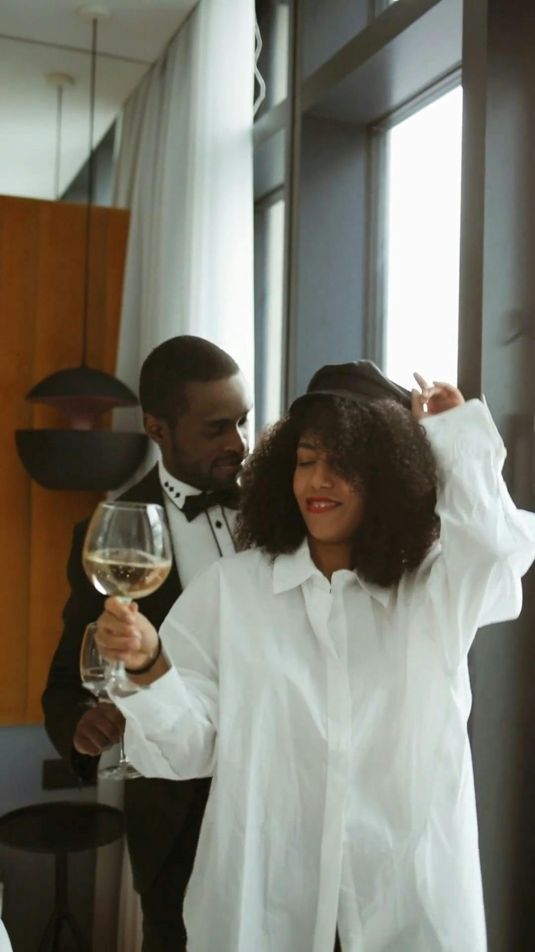 Couple Dancing while Holding a Glass of Wine Free Stock Video Footage ...