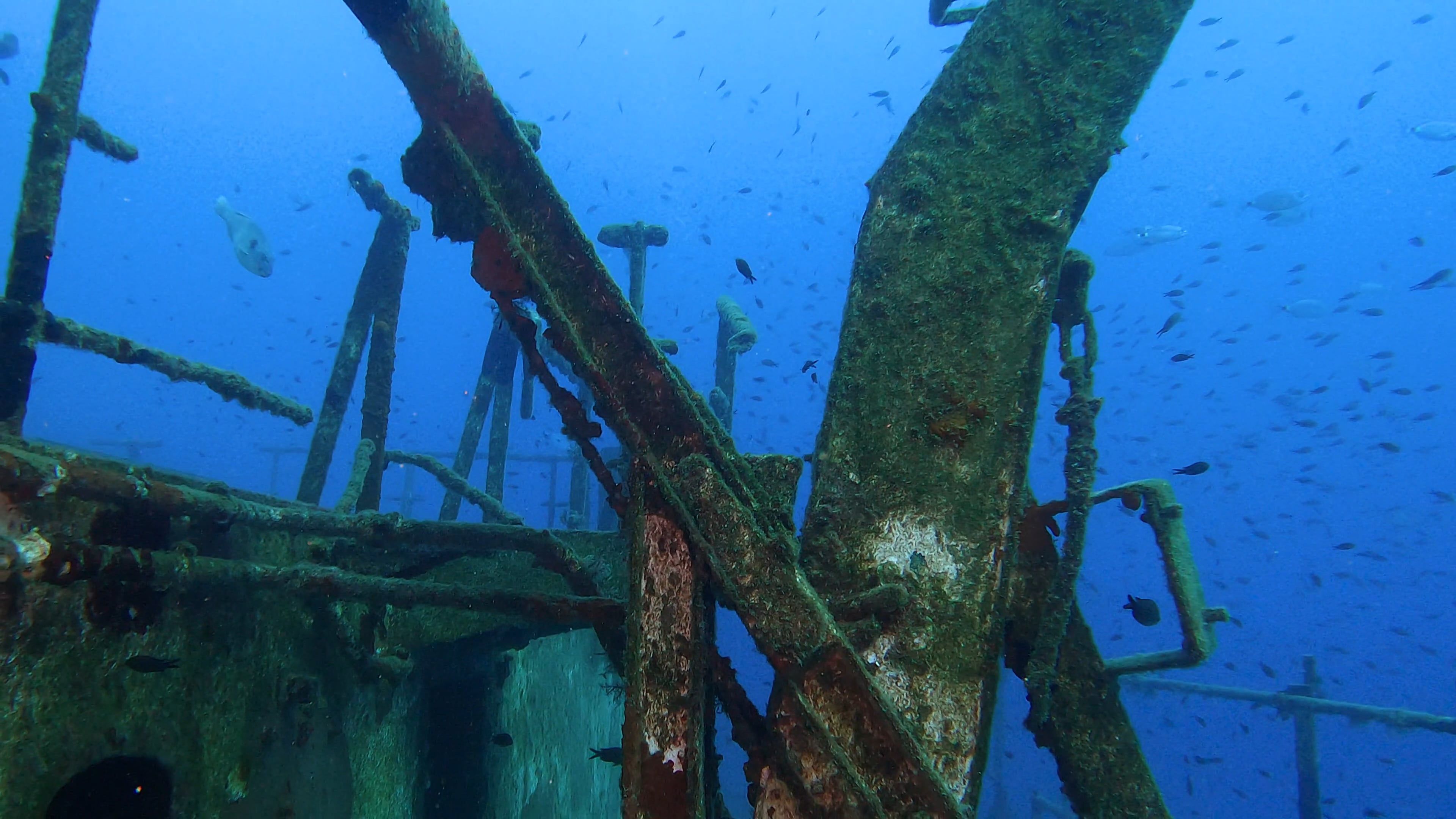 Underwater Footage Of A Sunken Boat · Free Stock Video
