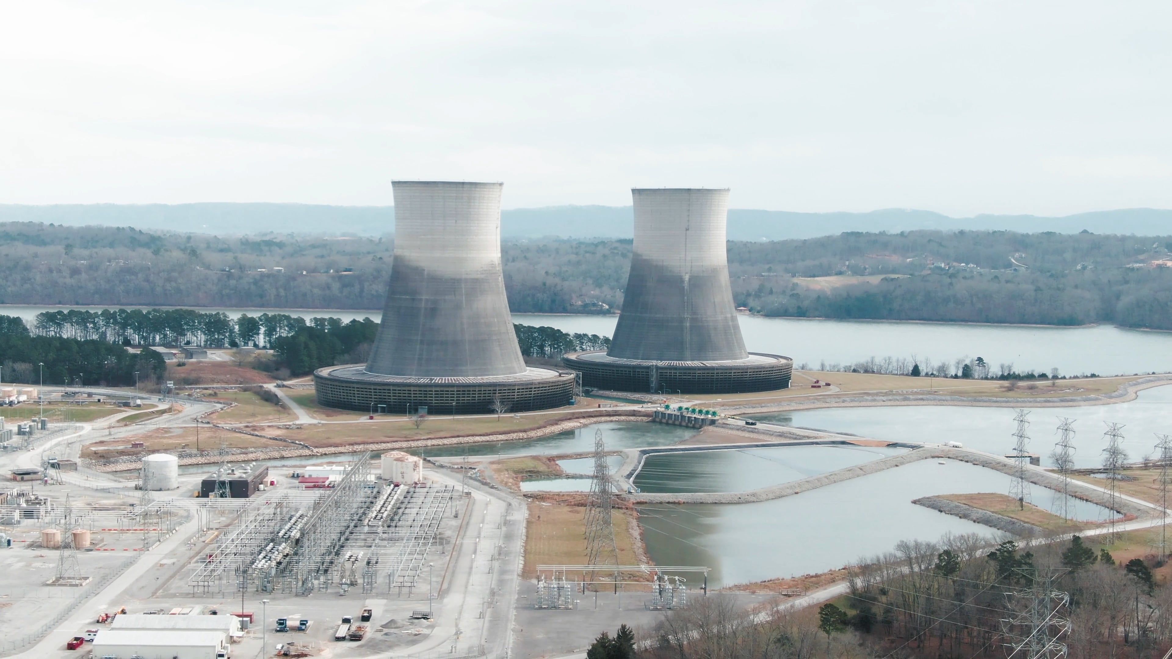 A Drone Shot of A Nuclear Power Plant · Free Stock Video