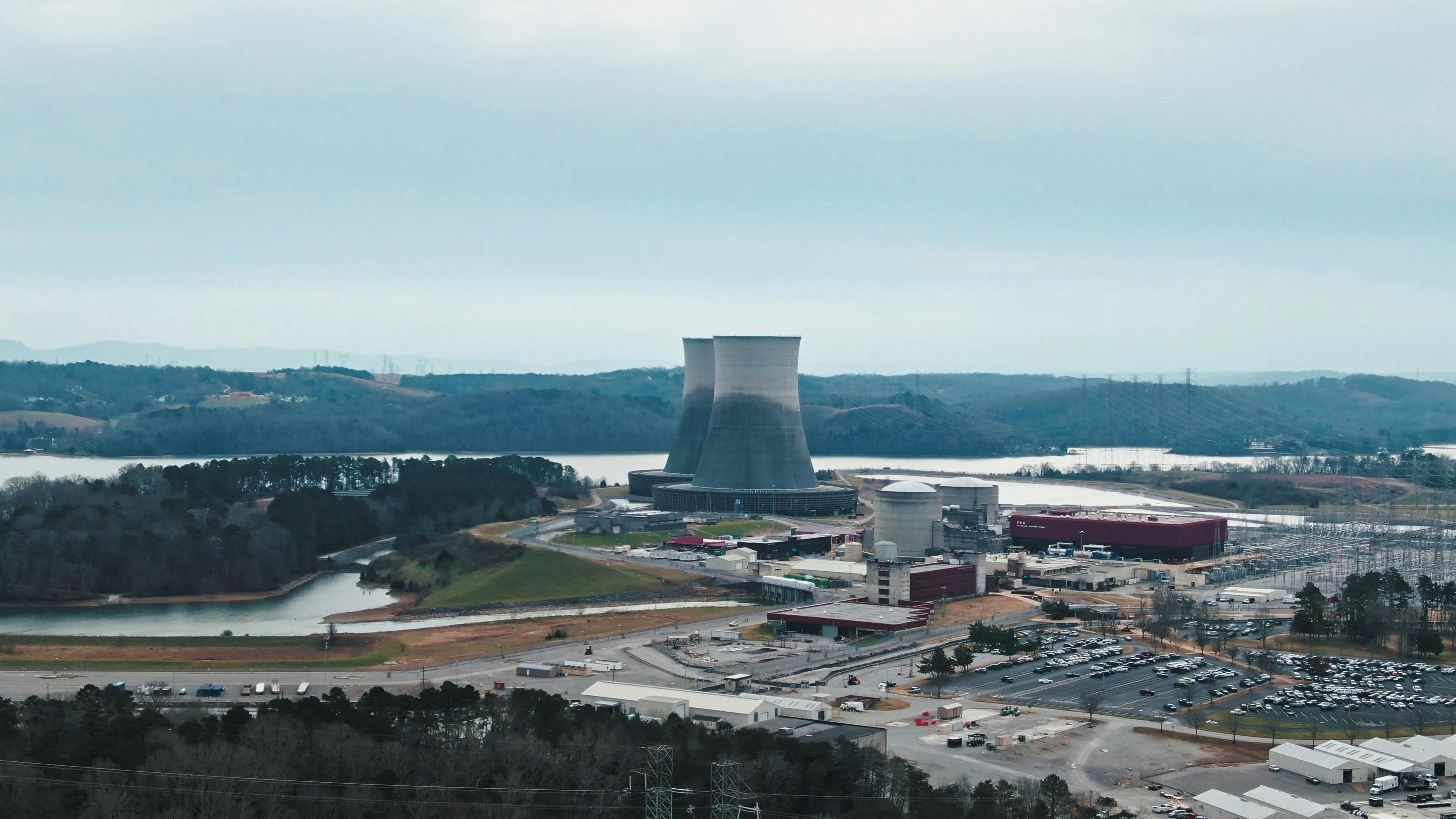 Aerial View of Sequoyah Nuclear Plant Free Stock Video Footage, Royalty ...
