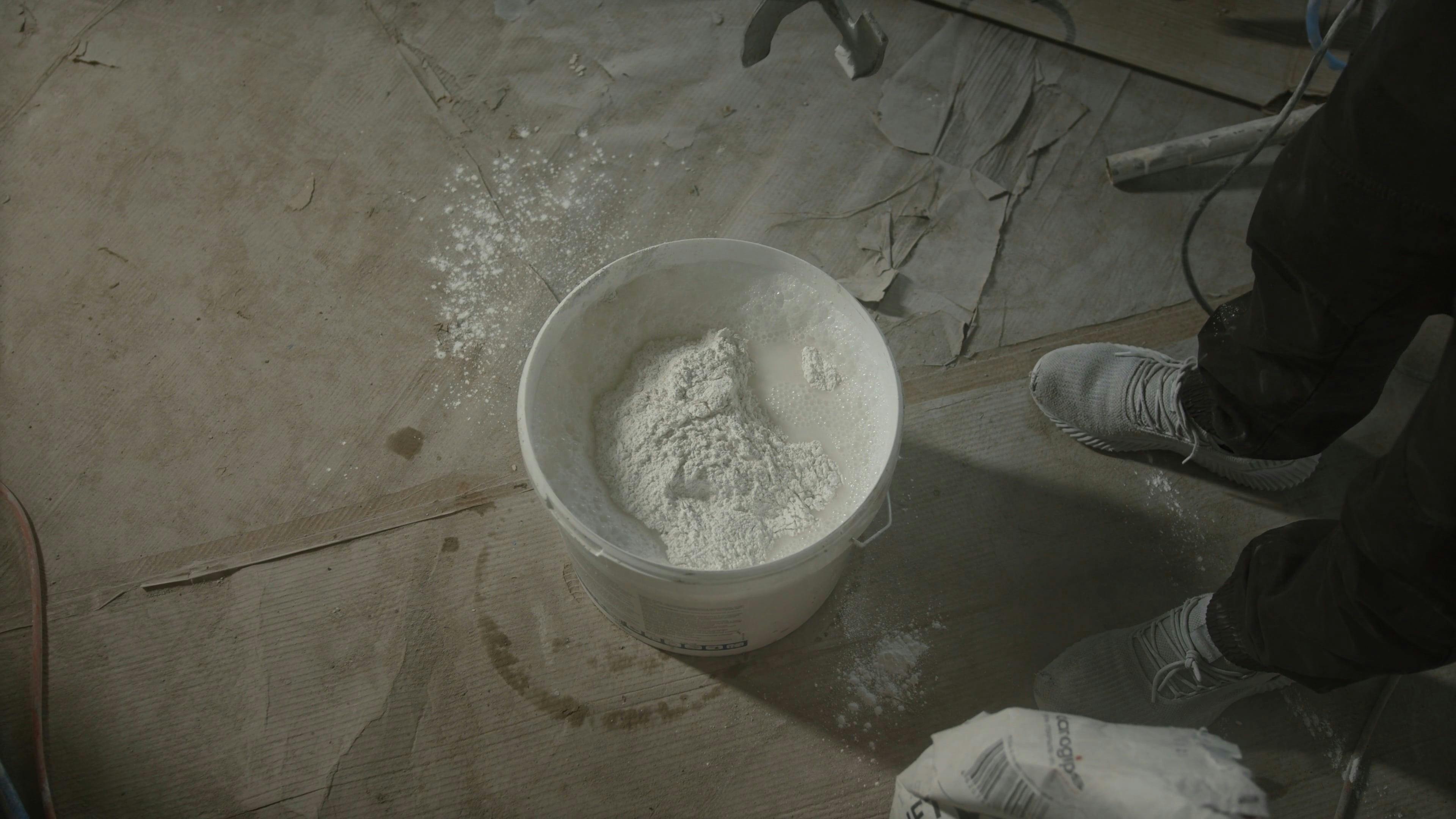 Construction Worker Mixing White Putty Free Stock Video Footage ...