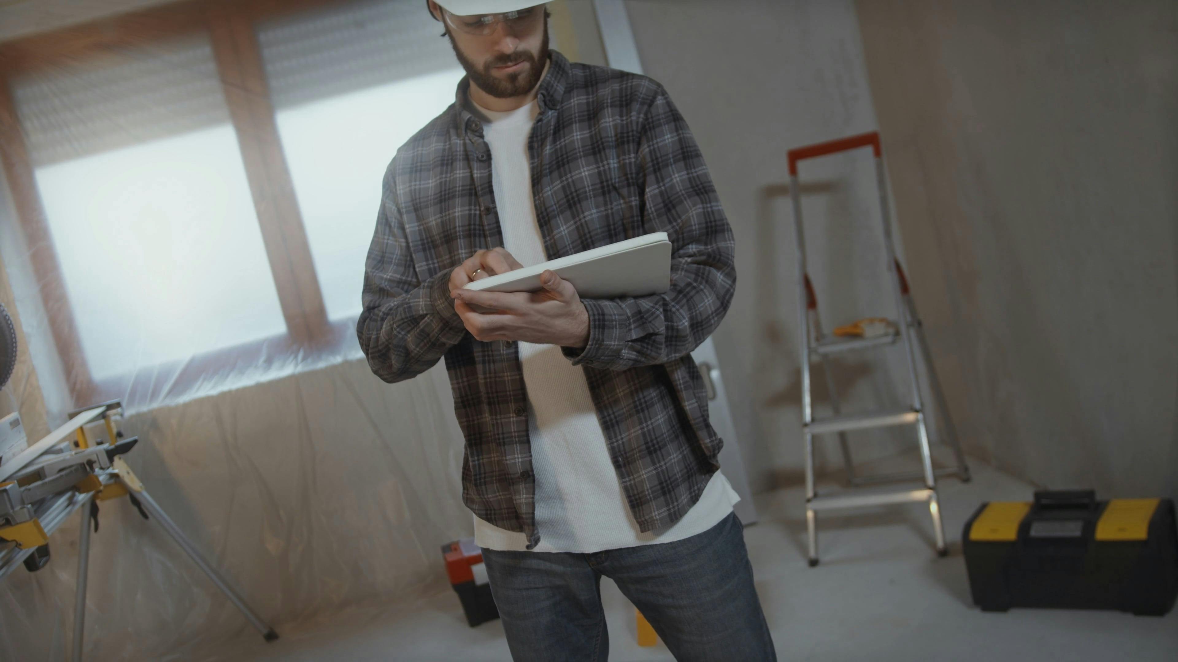 Construction Worker Inside Unfinished Room Free Stock Video Footage ...