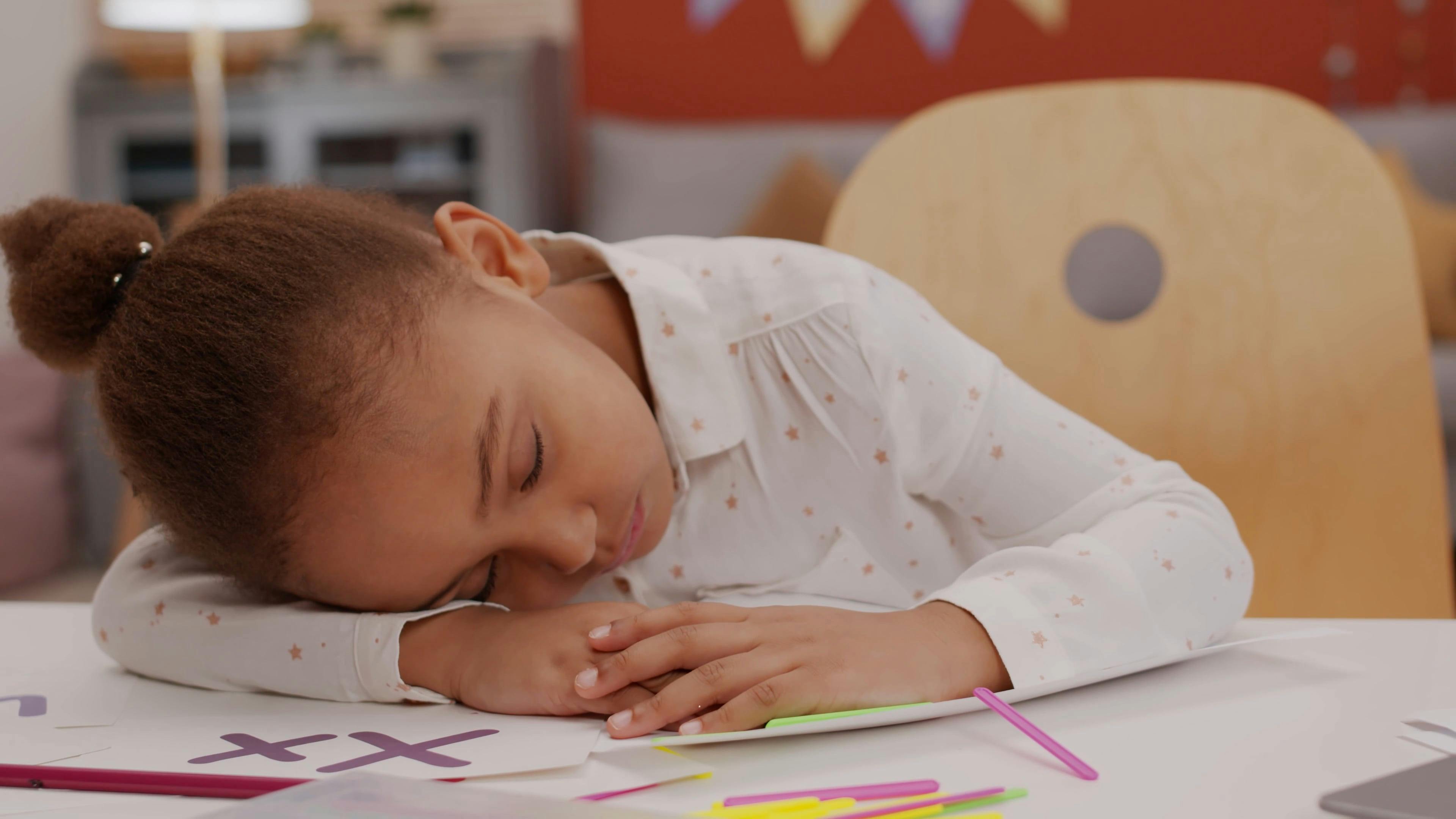 Young Girl Napping Over The Drawing Table Free Stock Video Footage ...