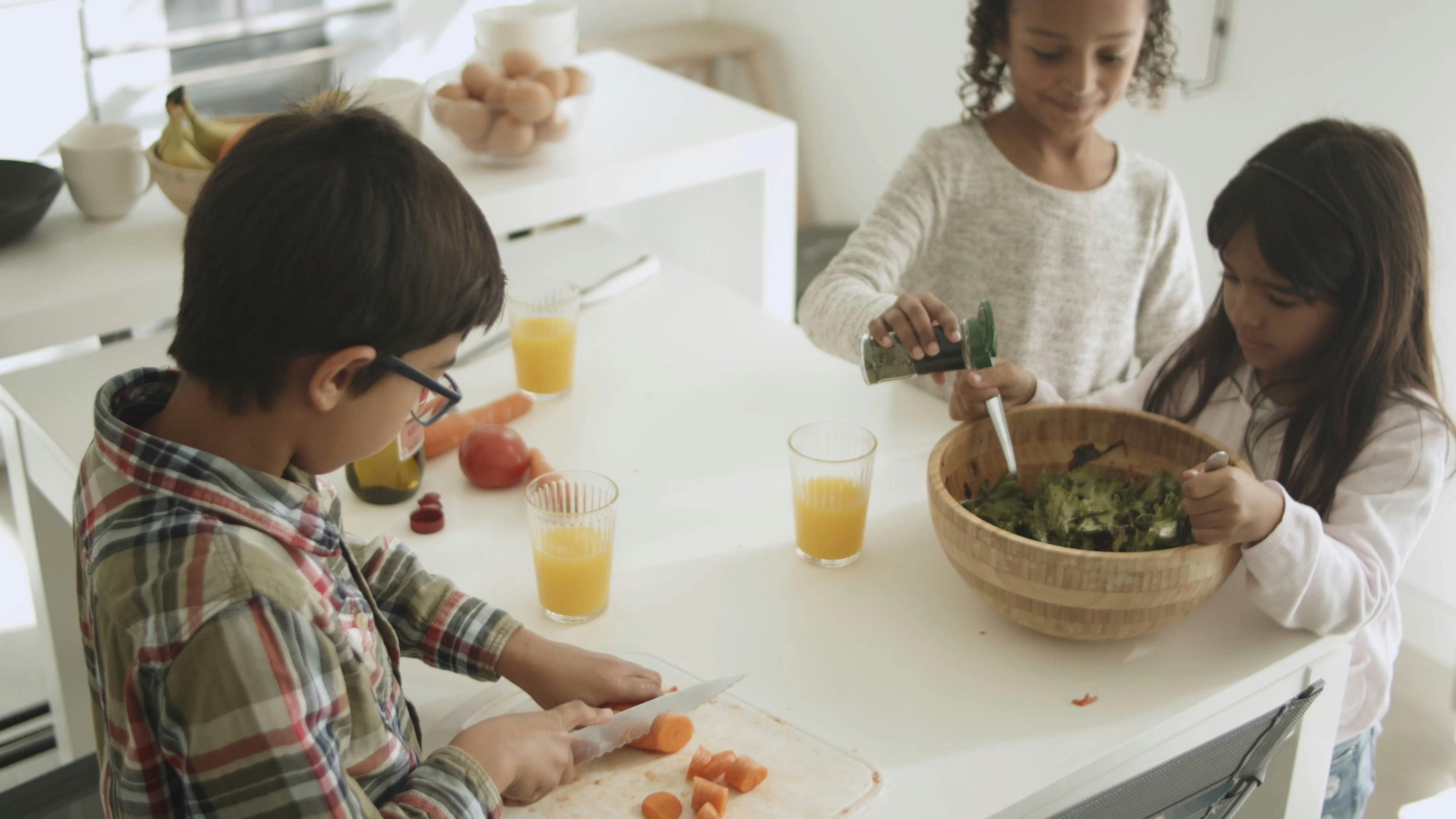 Children preparing Food in the Kitchen Free Stock Video Footage ...