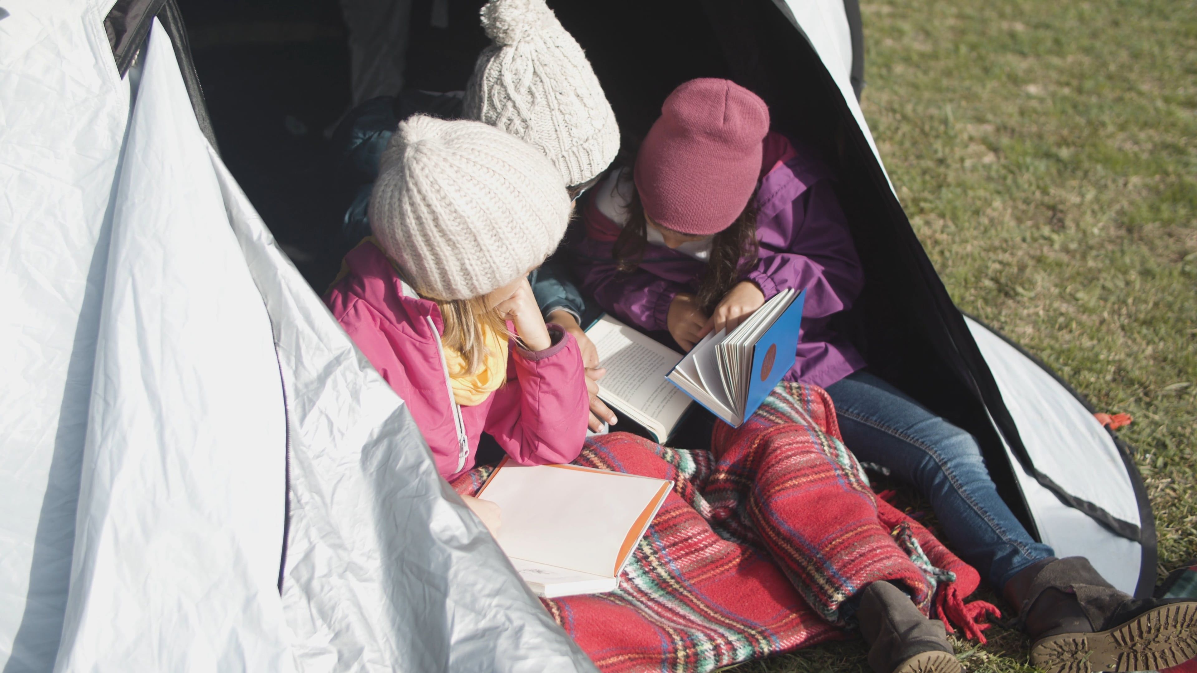 Children Reading Books Inside the Tent Free Stock Video Footage ...