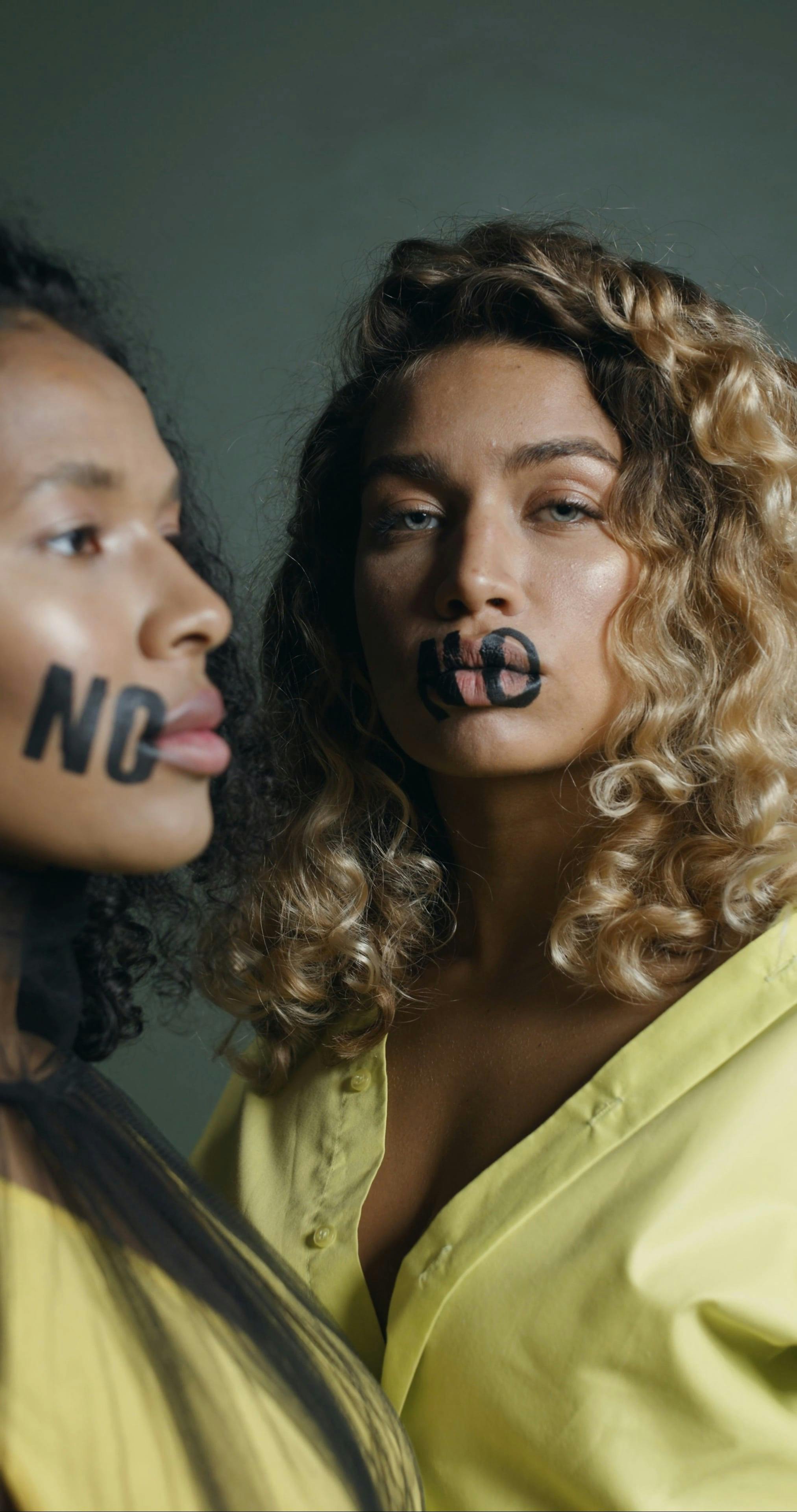 Women With Protest Messages Written on Face Free Stock Video Footage ...