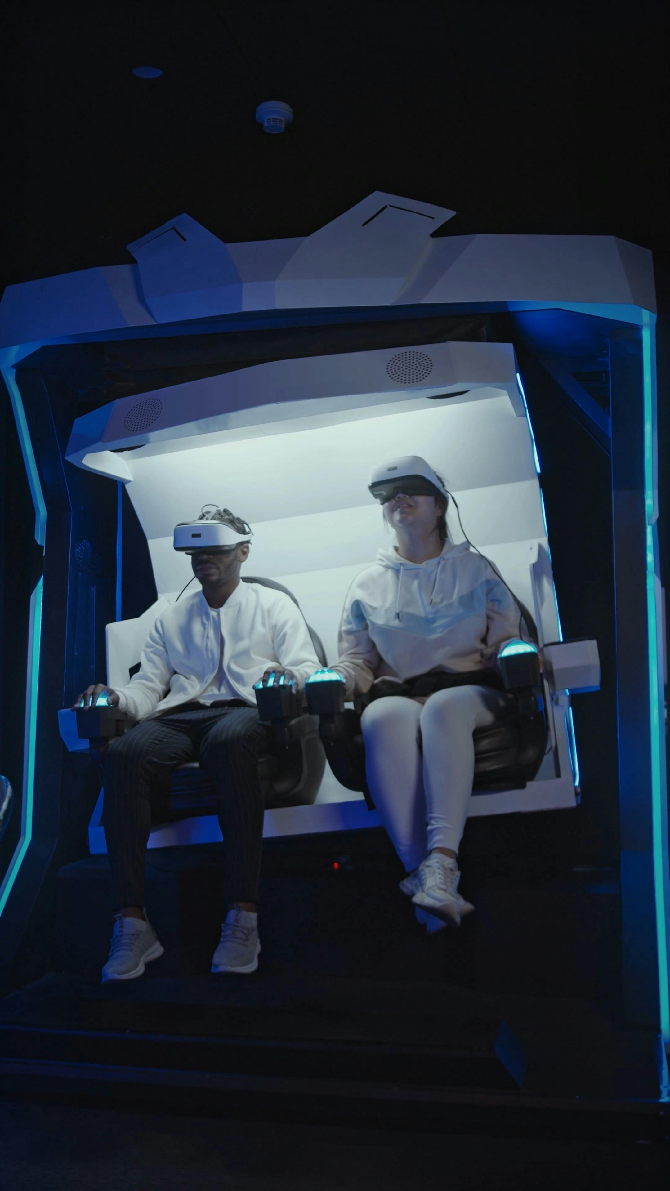 Couple Playing Virtual Reality Simulator · Free Stock Video