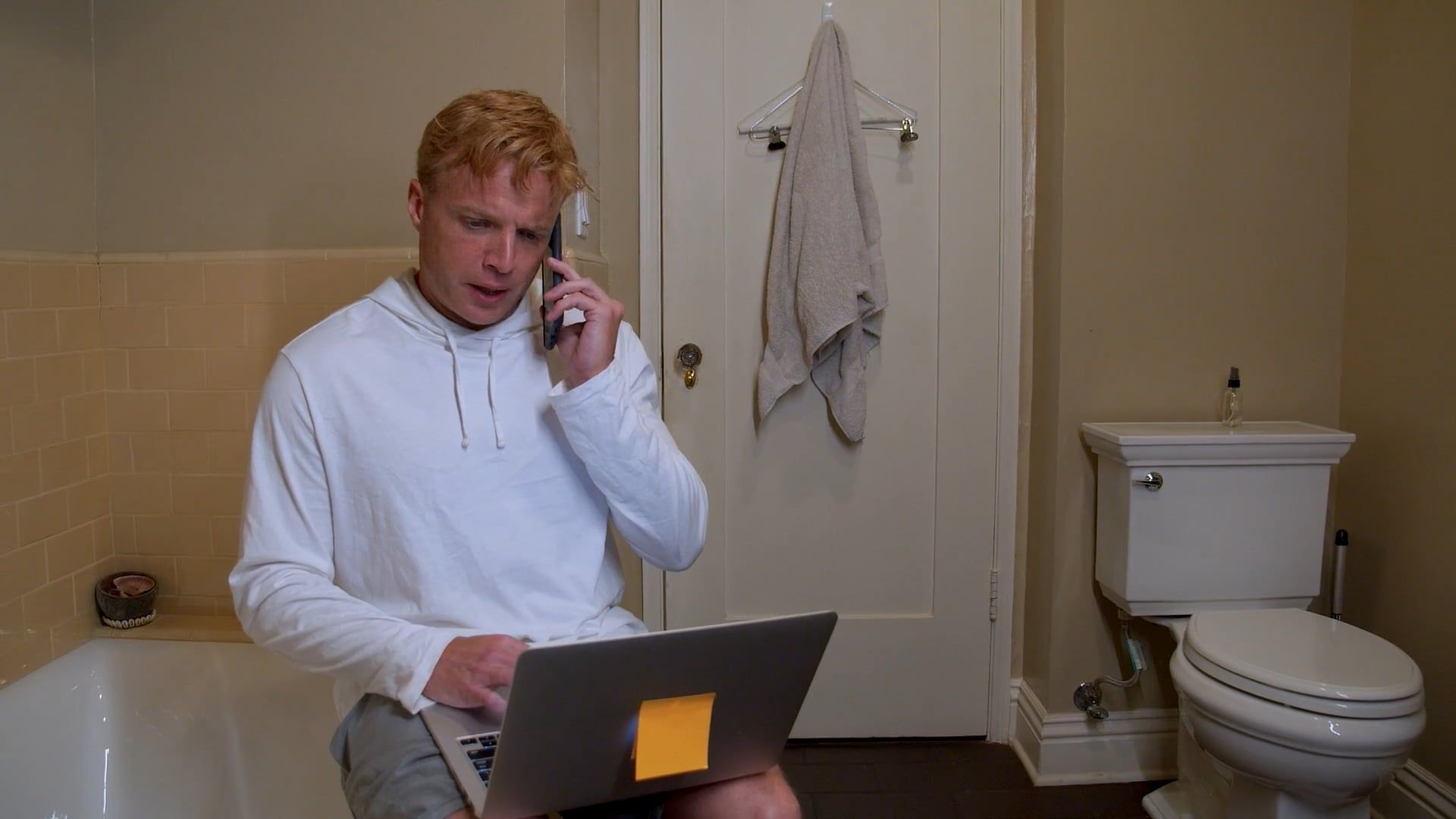 Man Using Laptop in the Bathroom Free Stock Video Footage, Royalty-Free ...